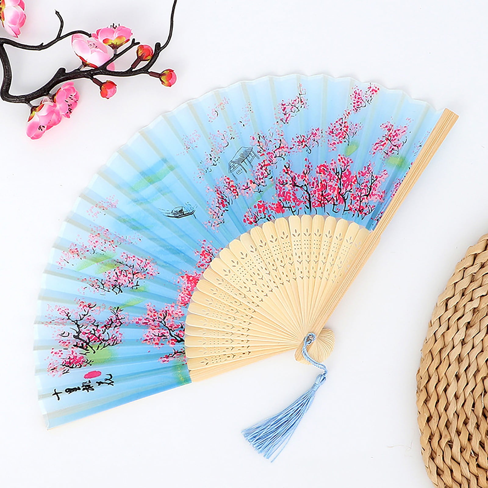 ValHome 2025 New Folding Hand Held Fans - 8.3" Silk Folding Fan ...