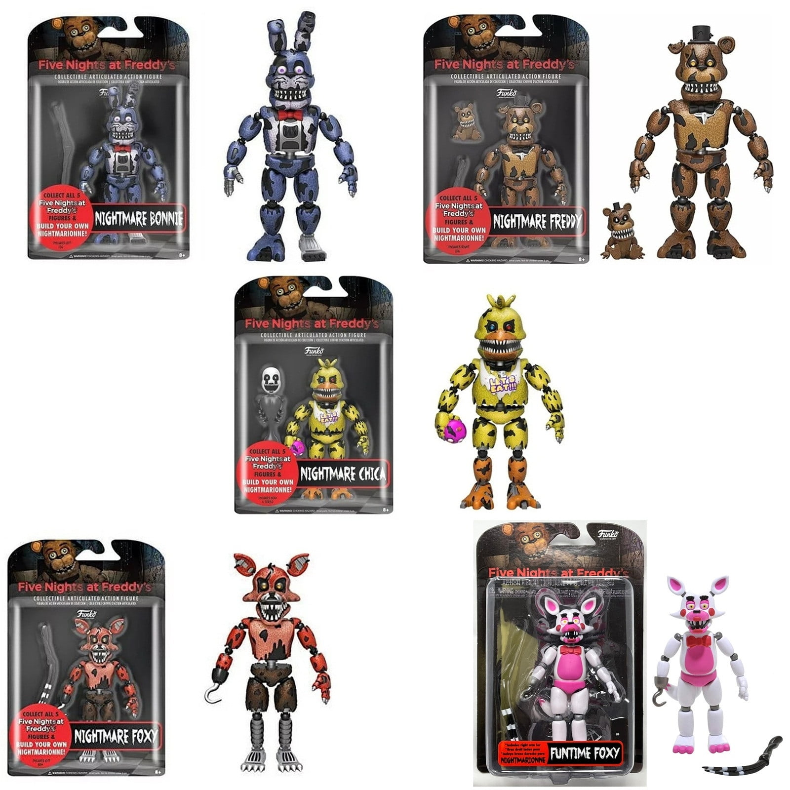 ERETOY 6" Collectible Fnaf Action Figures, 5PCS Nightmare Freddy Five ...