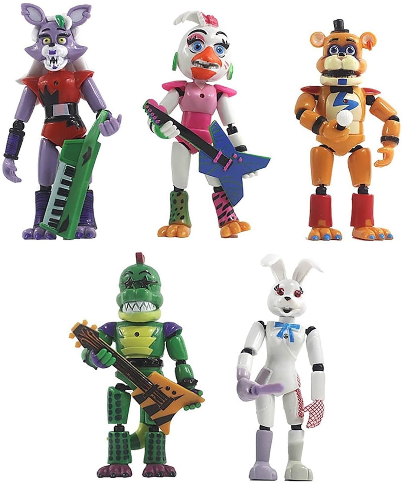 ERETOY 6" Fnaf Action Figures with Light, 5PCS Glamrock Animatronics ...
