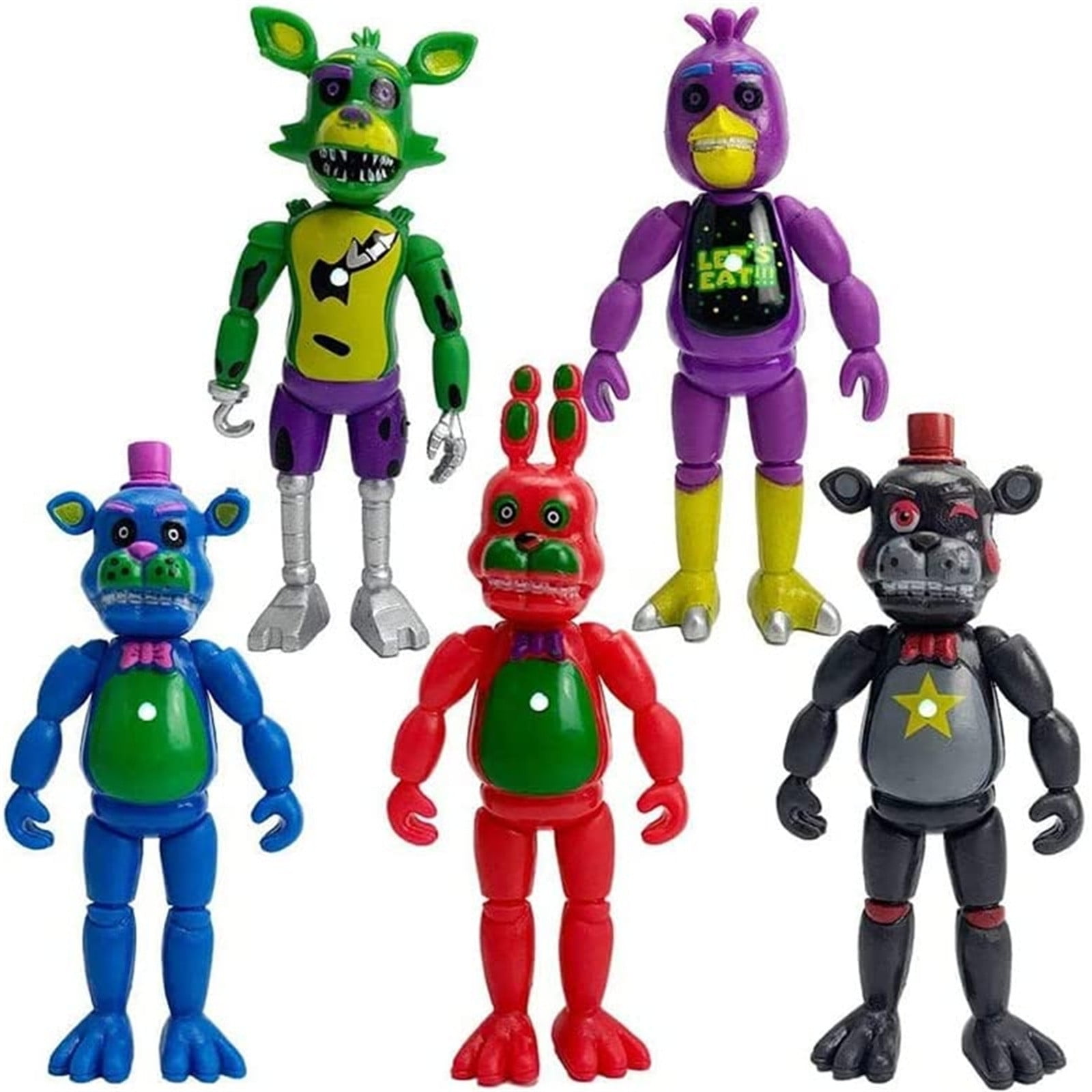 ERETOY Fnaf Action Figures with Light - 3.54" 5PCS Lefty Freddy Five ...