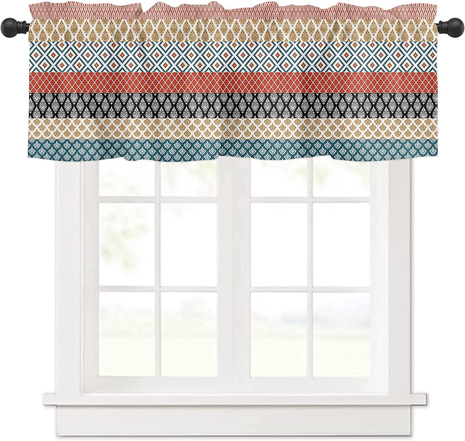 Valance Boho Stripe Tribal Vintage Curtains for Kitchen Window Bohemian ...