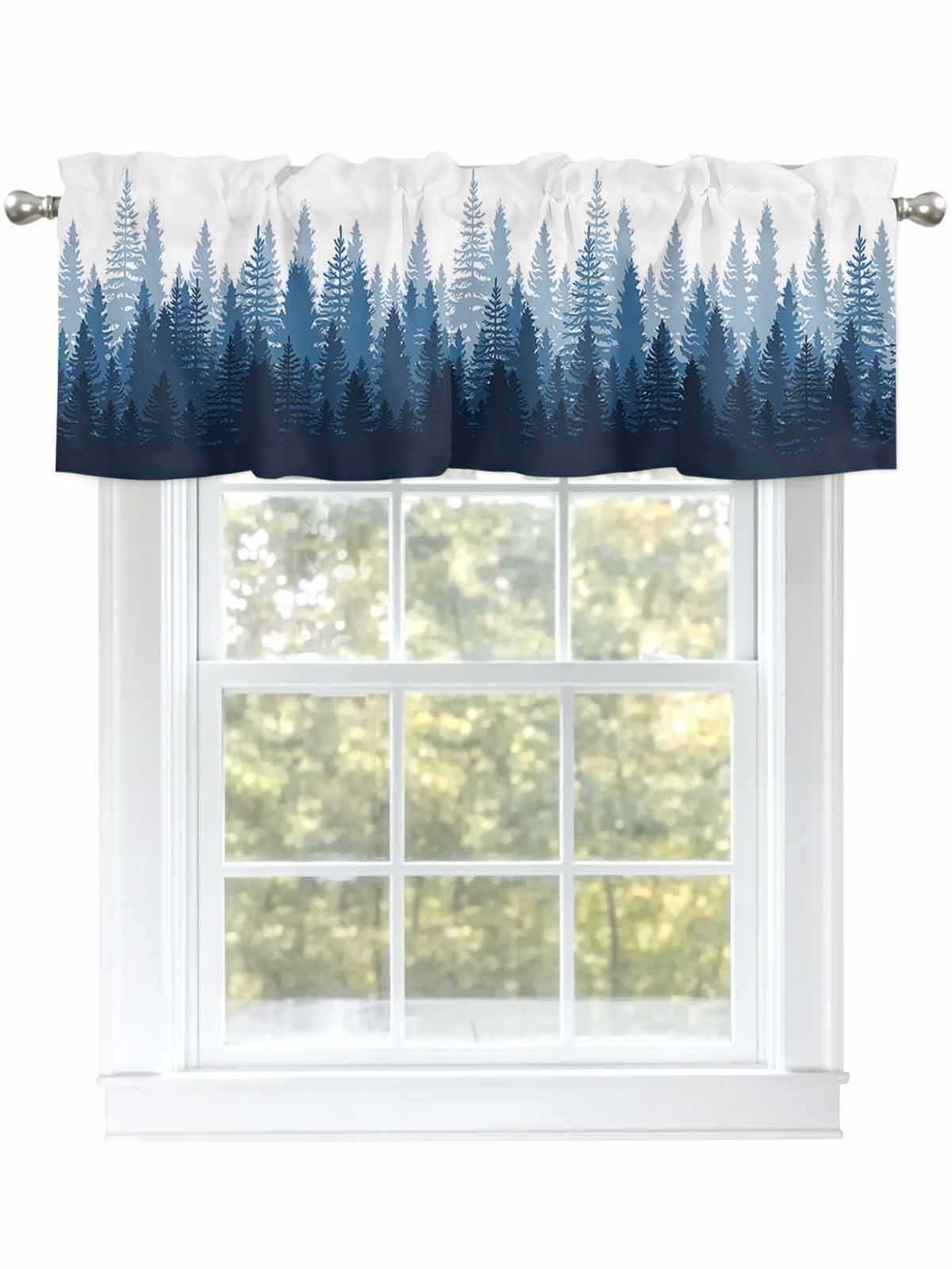 Valance Curtain Forest Tree Kitchen Curtain for Window Misty Forest ...