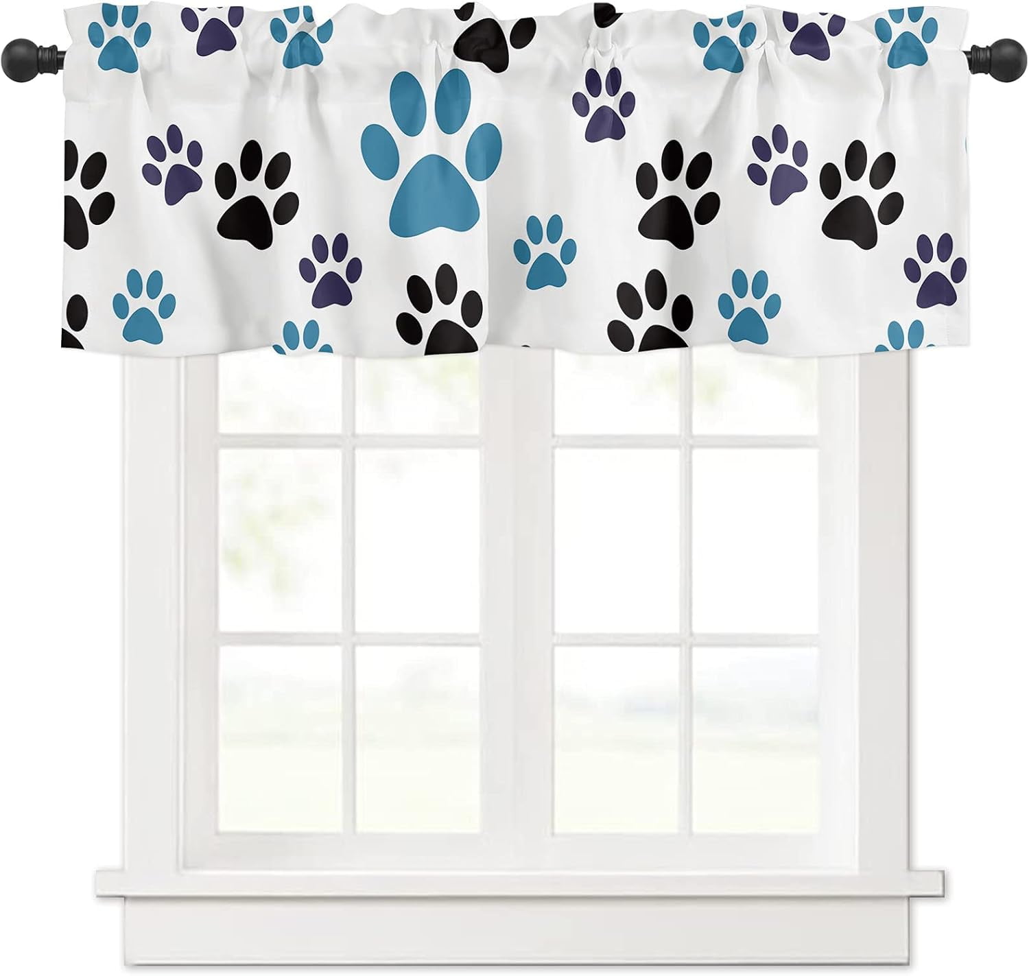 Valance Curtain for Kitchen,Dog Paw Print Pattern Window Valance for ...