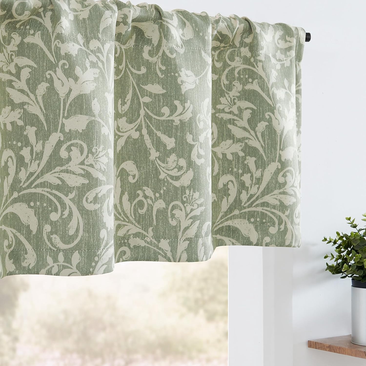 jinchan Valance Curtain for Kitchen Living Room Farmhouse Vintage ...