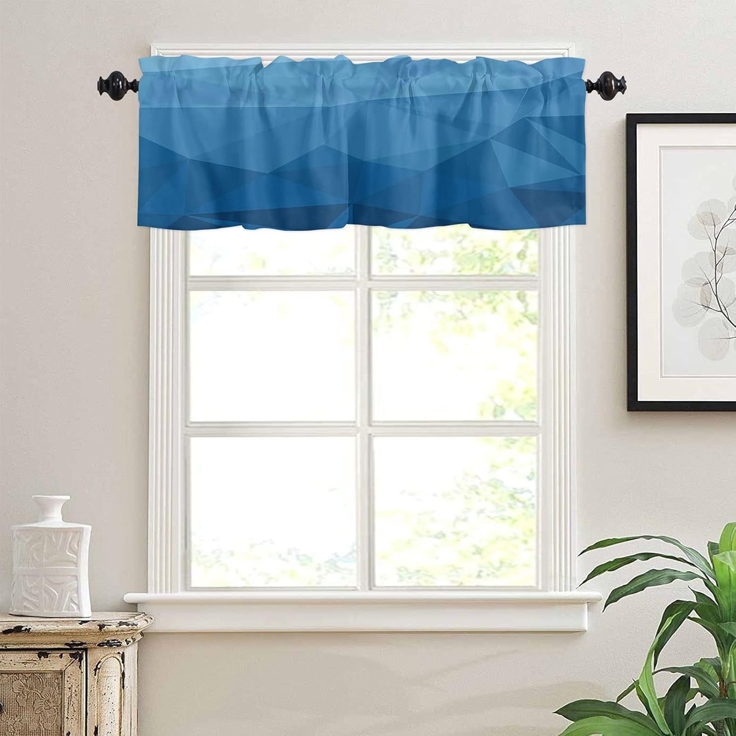 Valance Curtain Short Kitchen Valance for Windows, Geometric Triangle ...