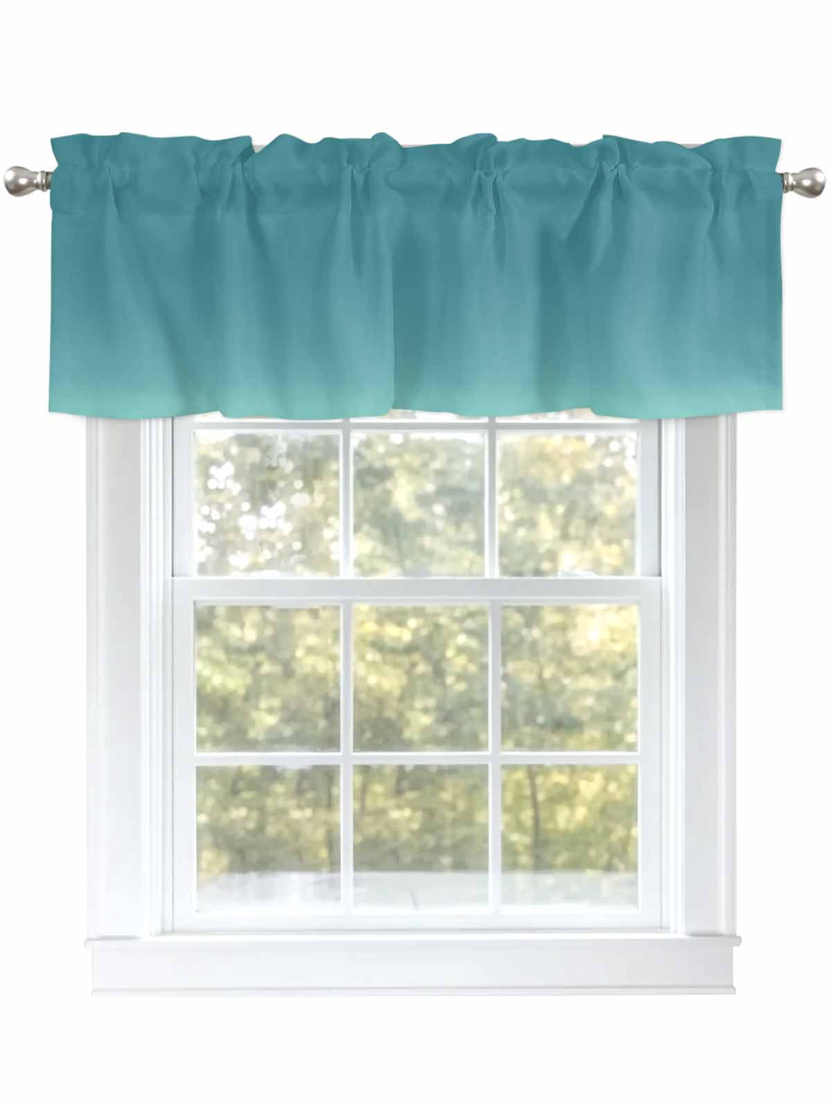 Valance Curtain Teal Turquoise Blue Kitchen Curtain for Window Gradient ...