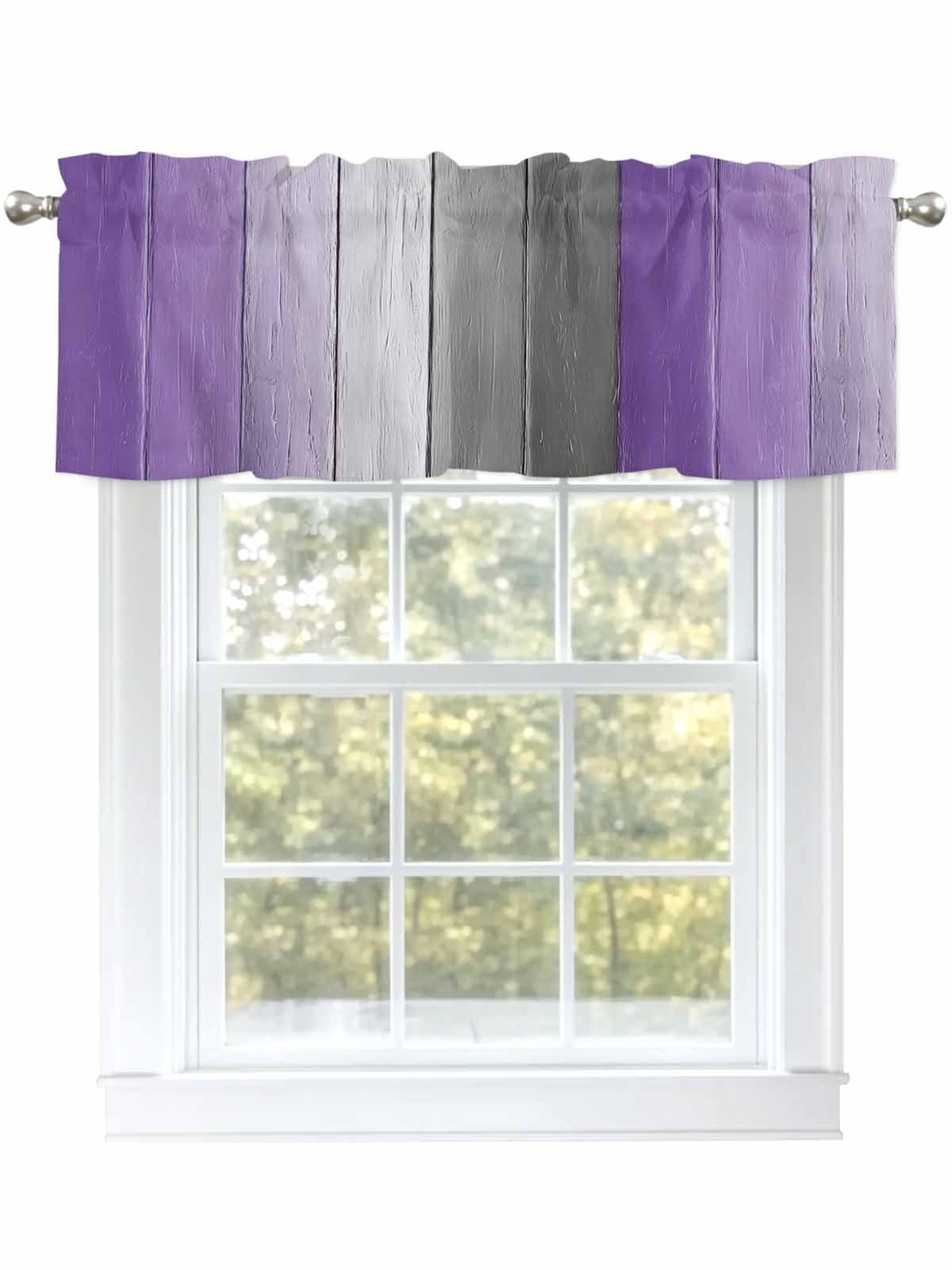 Valance Curtains for Kitchen Windows Purple Plank Retro Farm Wood ...