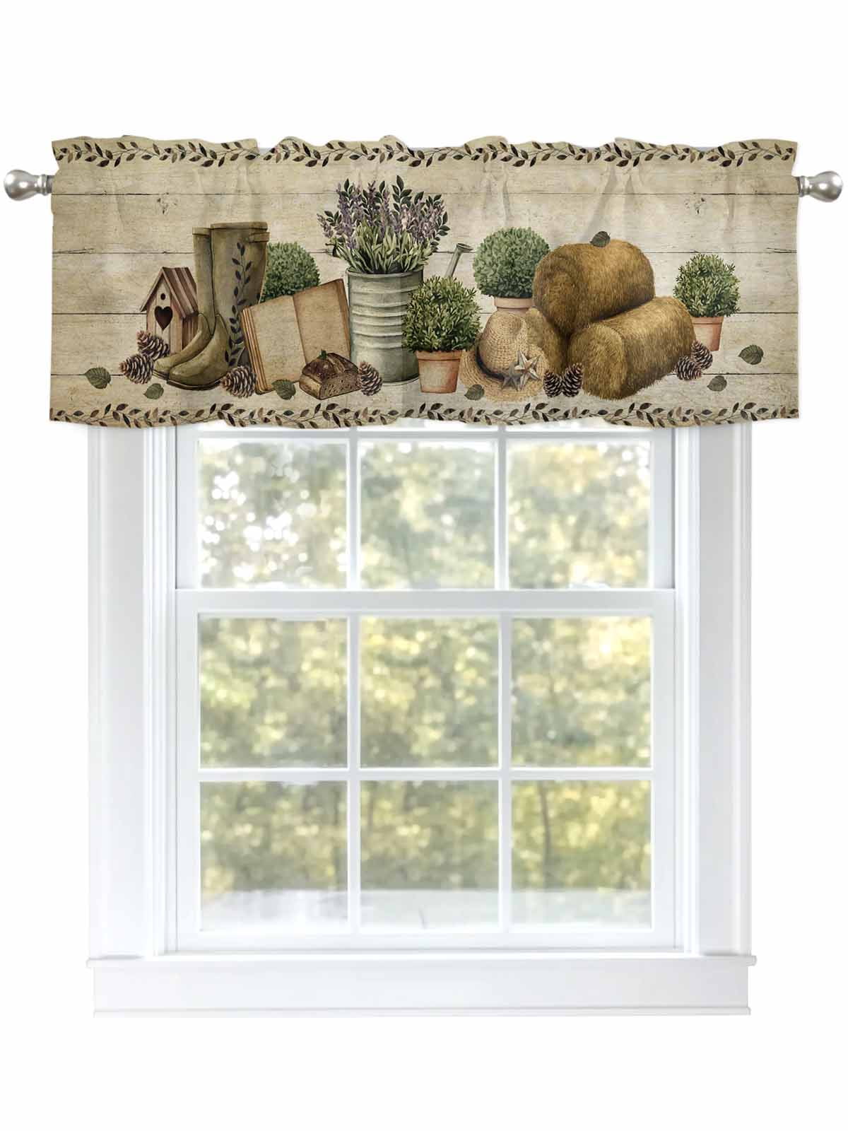Valance Curtains for Kitchen Windows Rustic Retro Book Boot CapRod ...