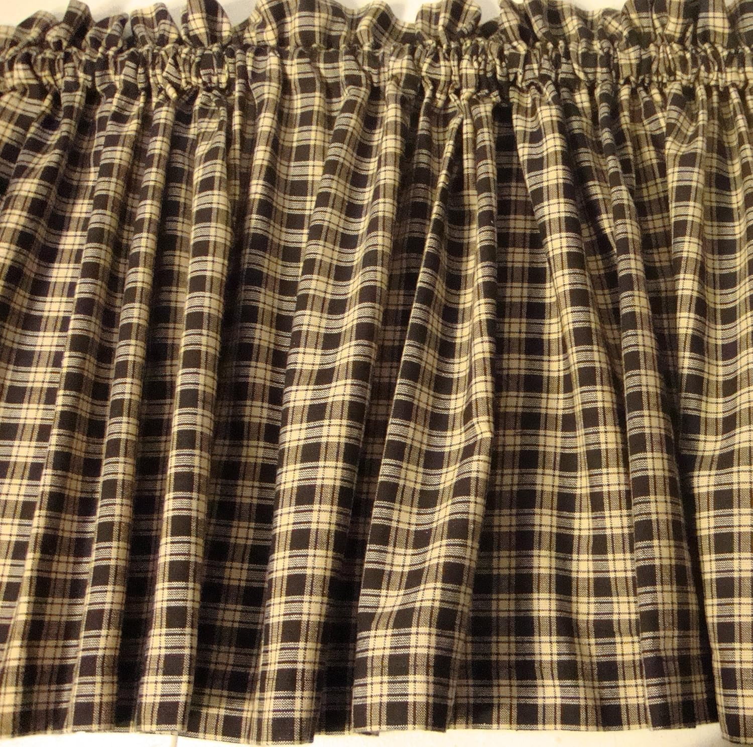 Valance Homespun Black and Tan Country Primitive Theme Curtain Window ...