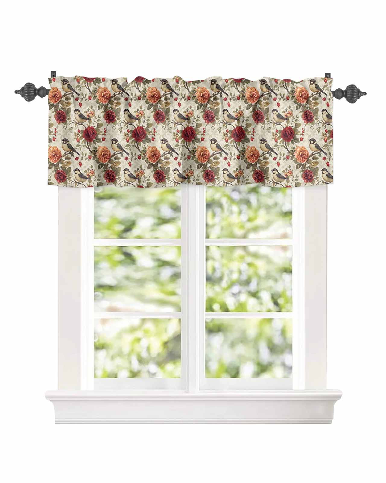 Valance for Kitchen Windows, Vintage Exquisite Blossom Floral Rod ...