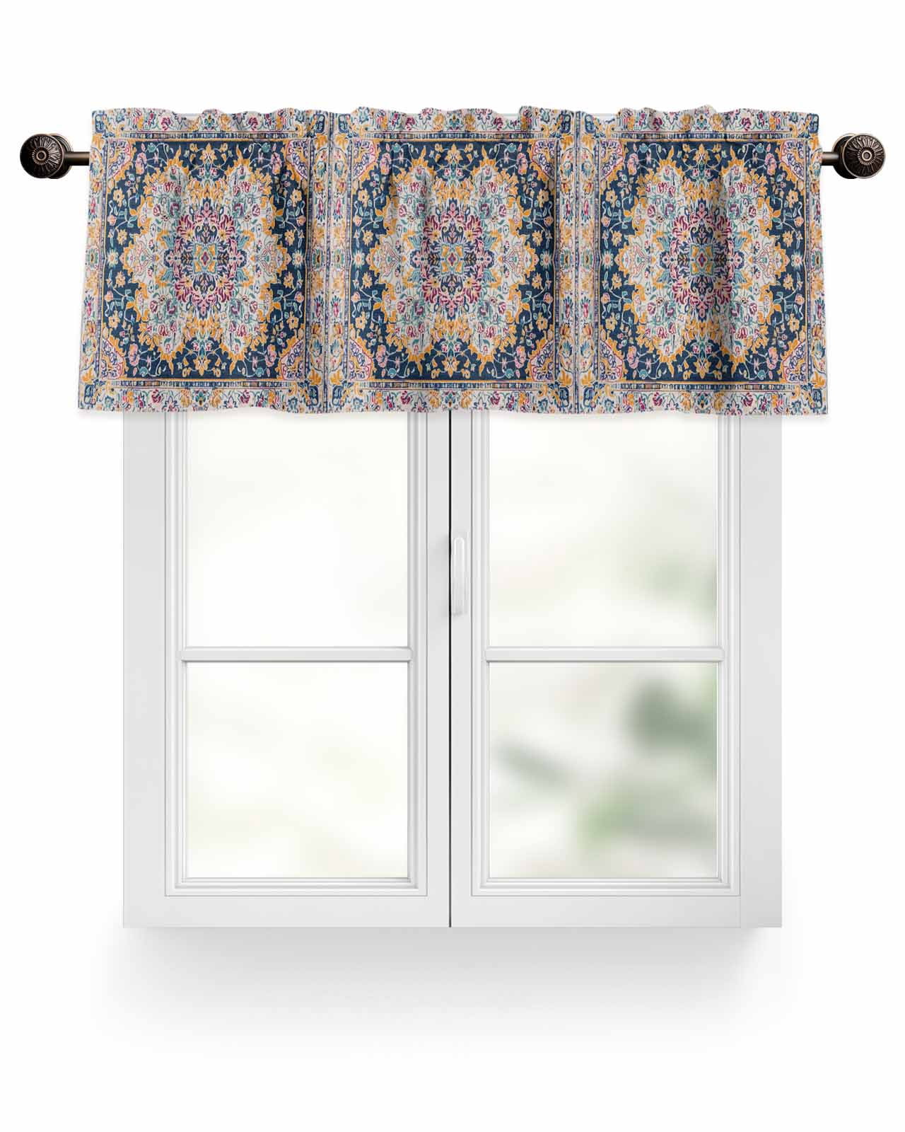 Valance for Windows 42"W x 12"L Ethnic Vintage Patterns Floral Motifs ...