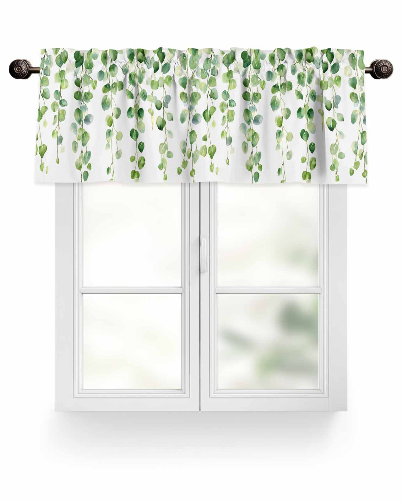 Valance for Windows 54"W x 18"L Green Leaves Spring Plants Kitchen ...