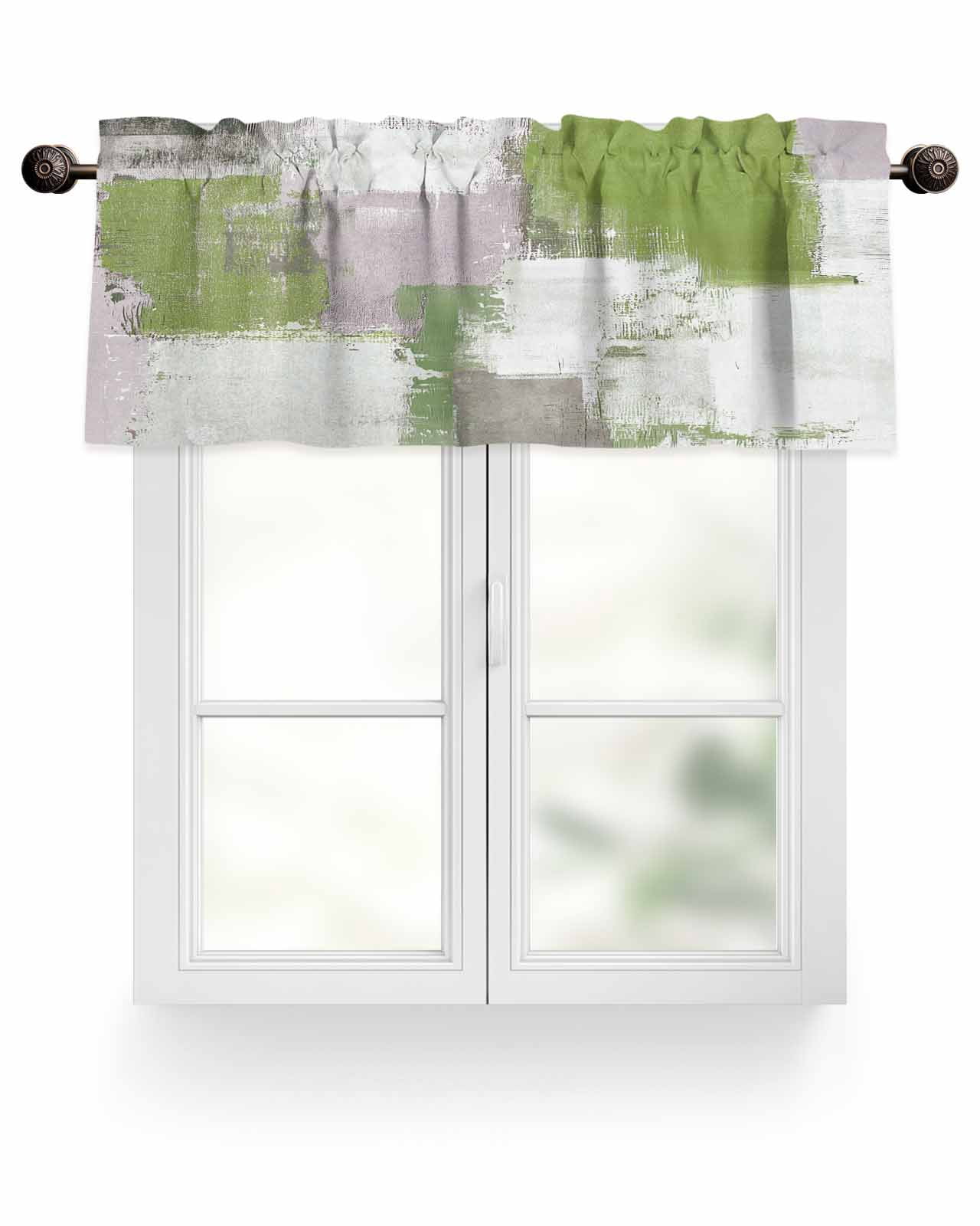 Valance for Windows 54"W x 18"L Sage Green Smear Pigment Abstract ...