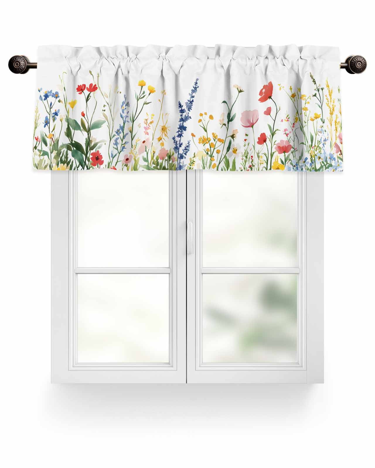 Valance for Windows 54"W x 18"L Spring Summer Colorful Wildflowers ...
