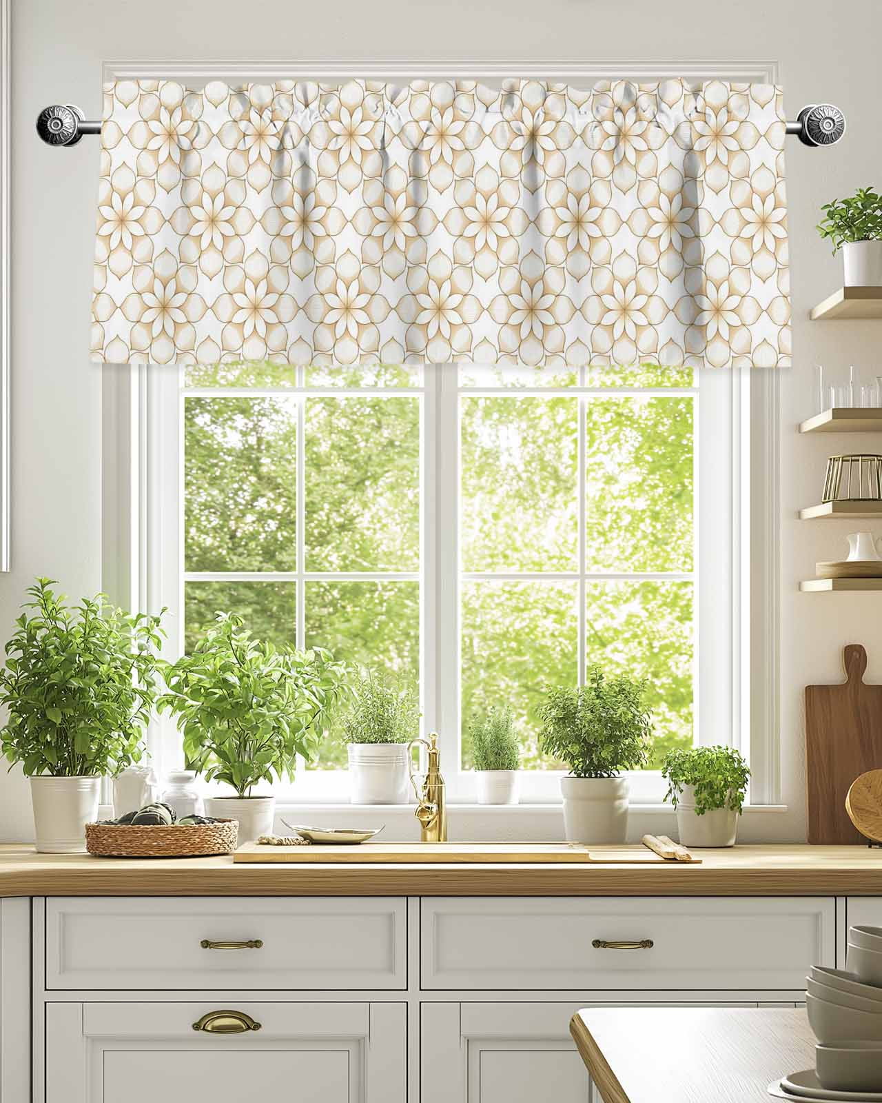 Valance for Windows,Abstract Yellow Flowers Pattern Valances Curtain ...
