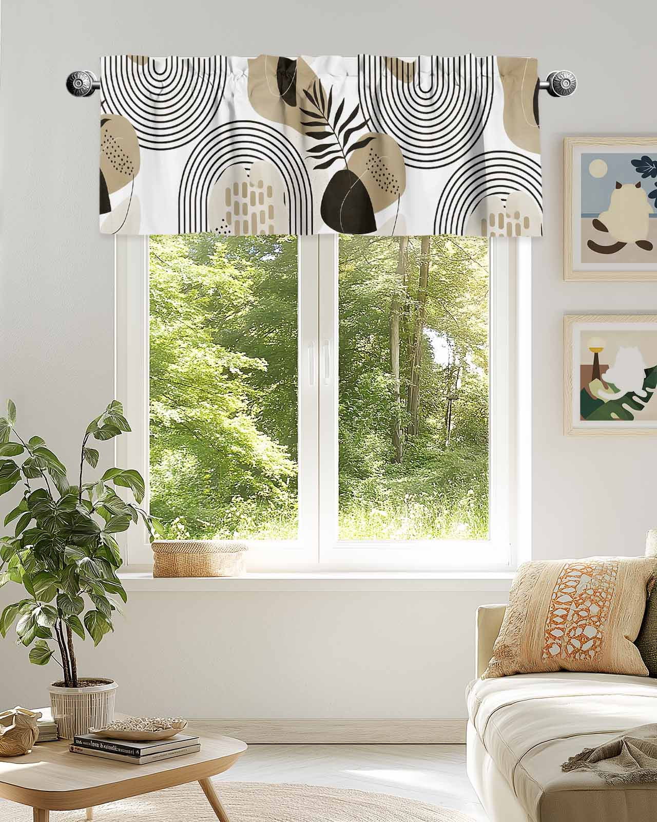 Valance for Windows,Brown Mid Century Abstract Boho Lines Valances ...