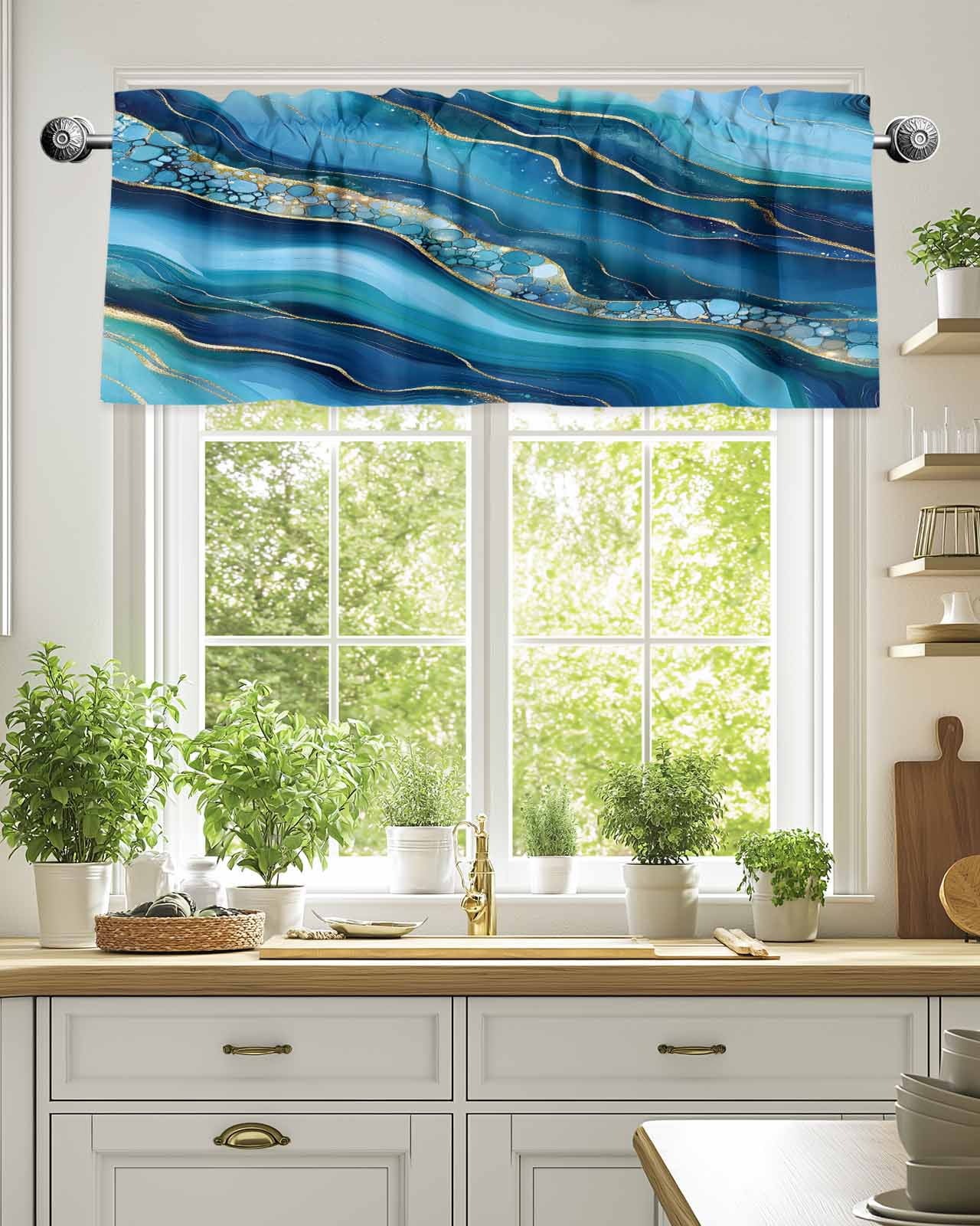 Valance for Windows,Cartoon Marble Texture Wave Bubble Valances Curtain ...