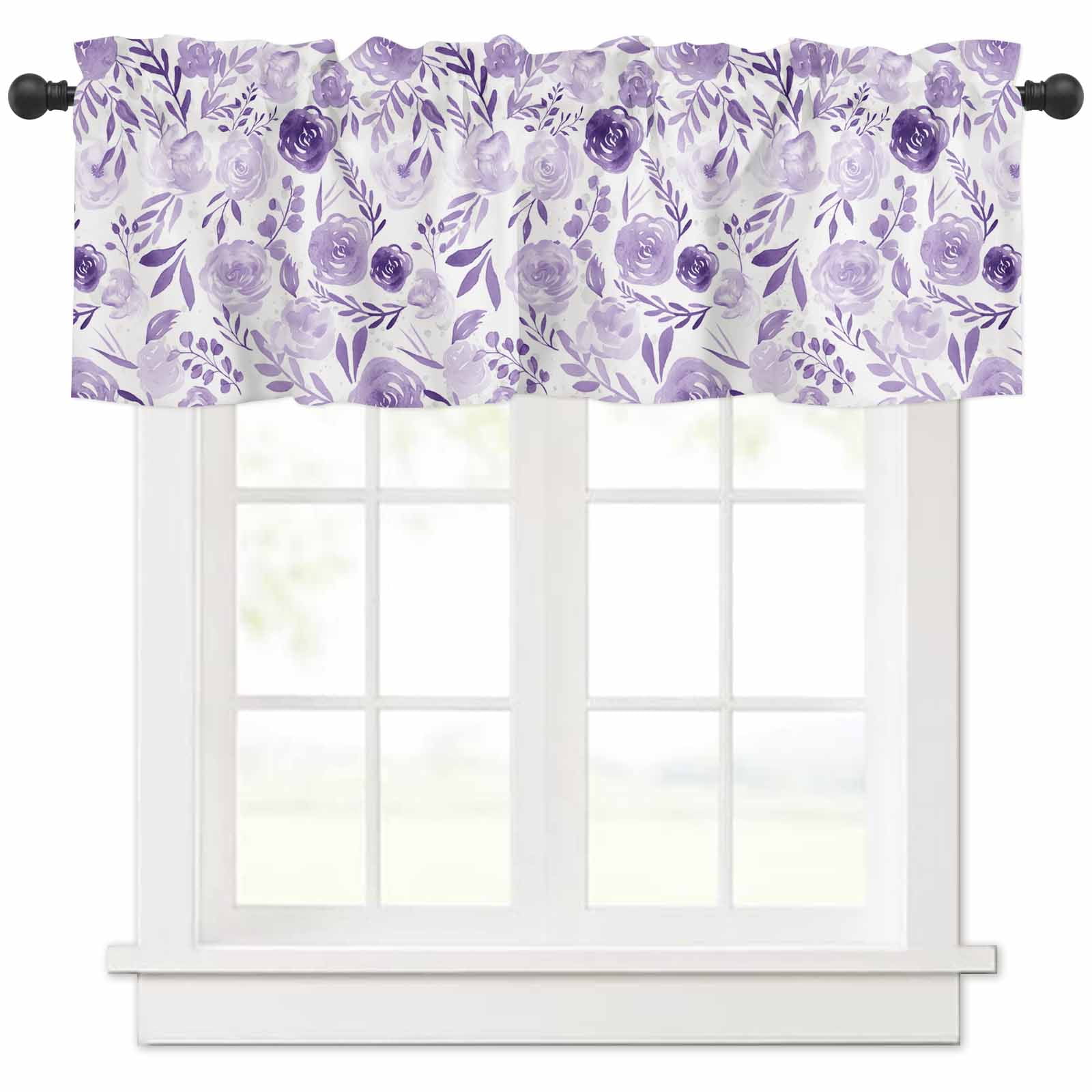 Valance for Windows Floral Farmhouse Spring Flower Watercolor 42 x 12 ...