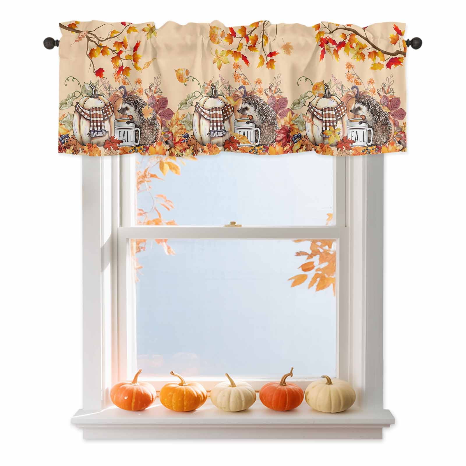 Valance for Windows Kitchen Curtains 42"W x 18"L Fall Thanksgiving ...