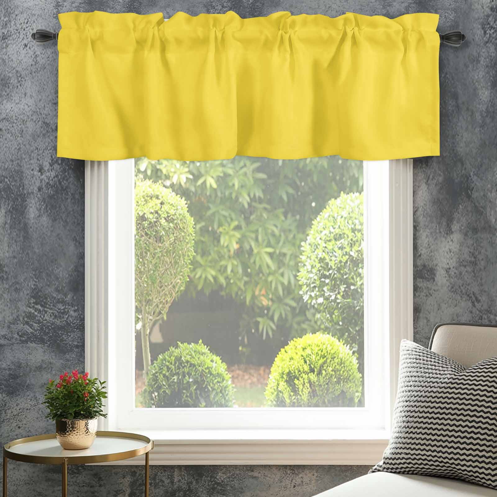 Valance for Windows,Minimalist Solid Pure Yellow Valances Curtain Rod ...