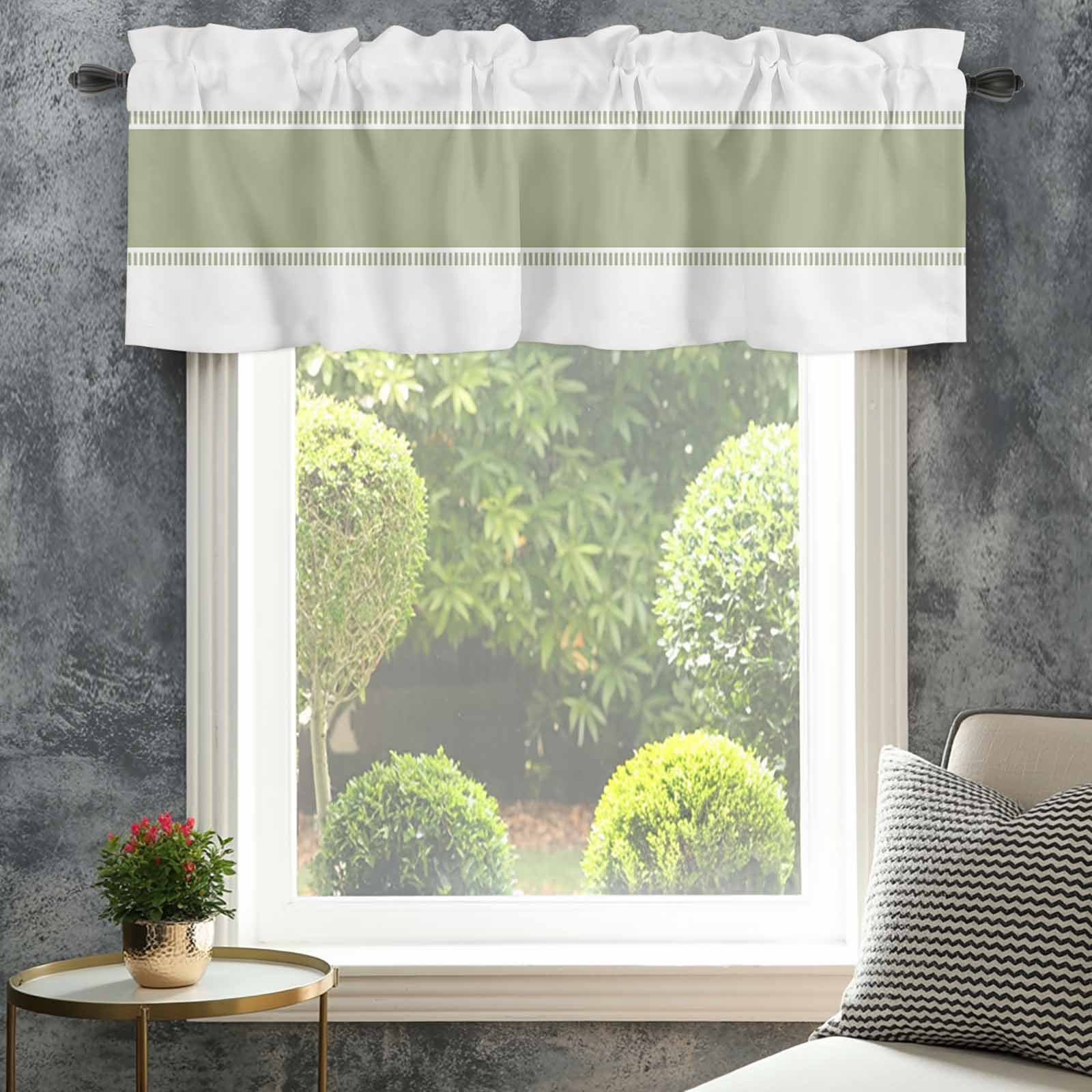 Valance for Windows,Simplistic Art Sage Green Valances Curtain Rod ...