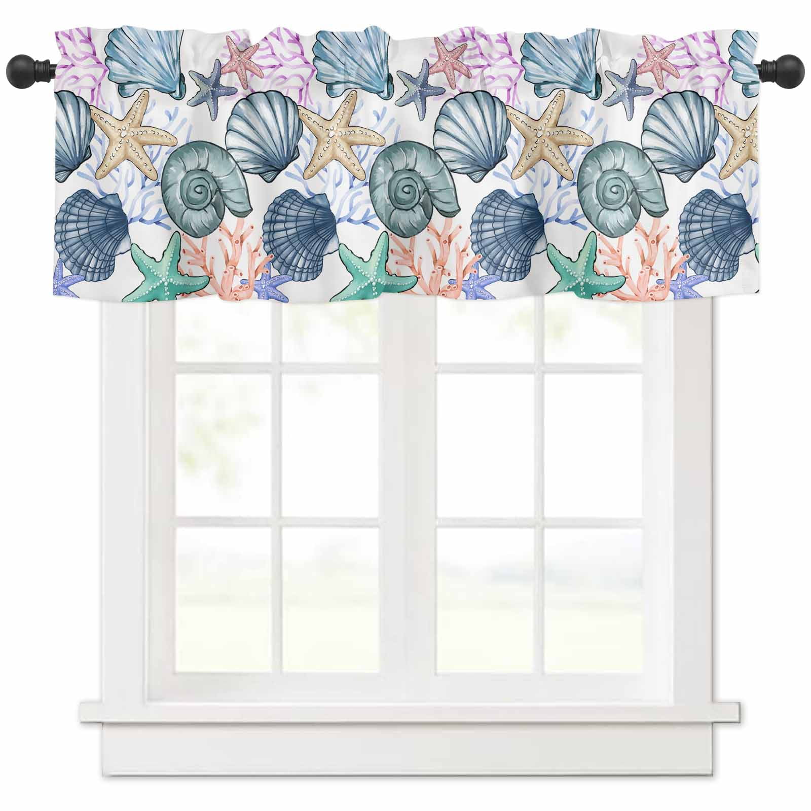 Valance for Windows Summer Beach Nautical Theme Starfish Seashell 42 x ...