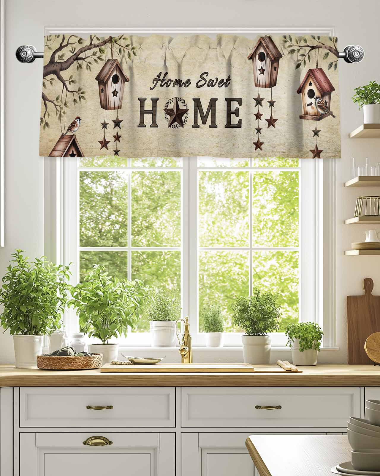 Valance for Windows,Sweet Home Sparrows Valances Curtain Rod Pocket ...