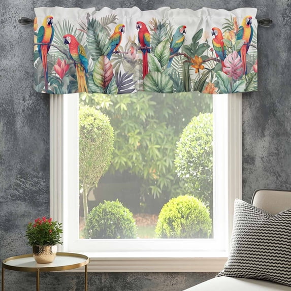 Valance for Windows,Tropical Botanical Leaves Parrot Valances Curtain ...