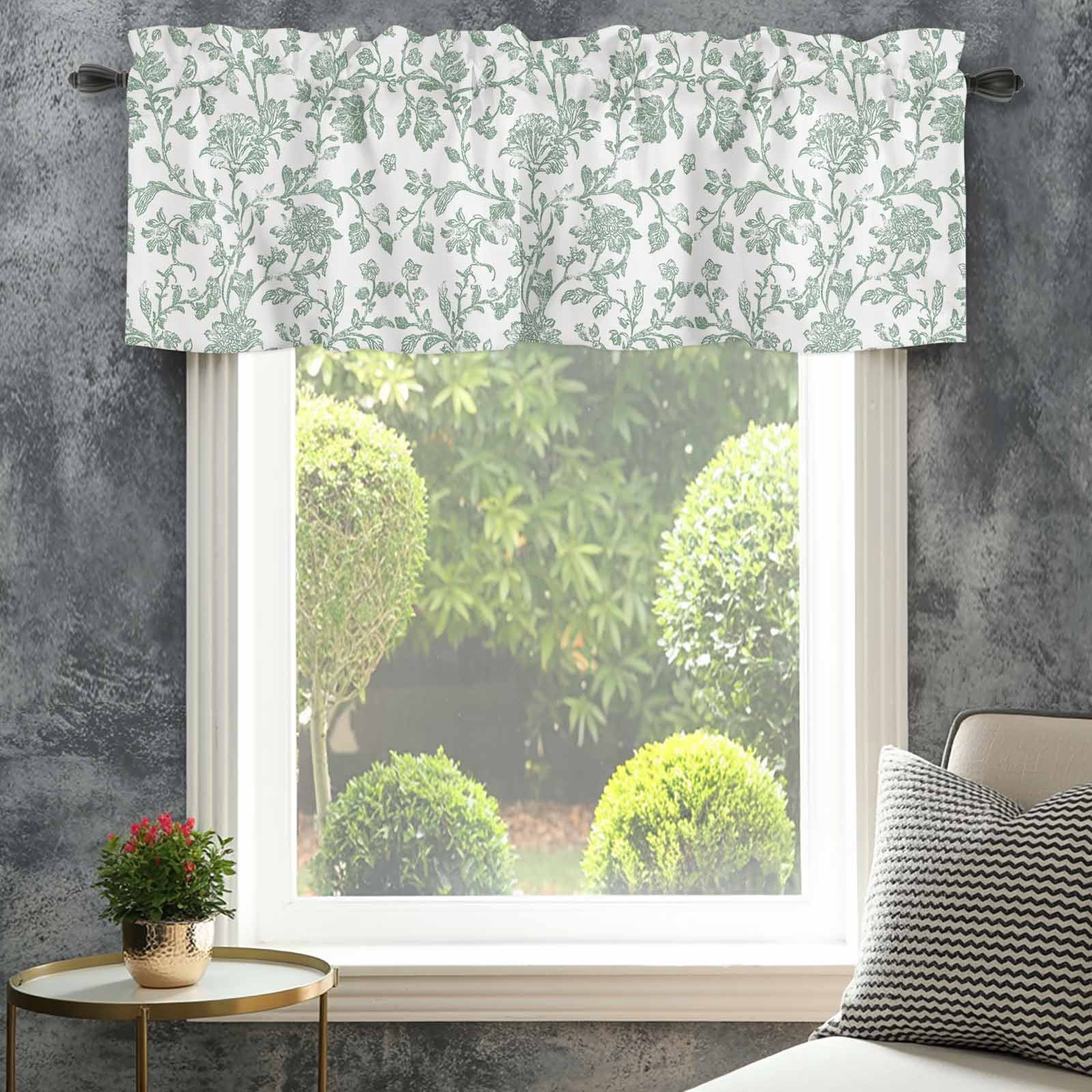 Valance for Windows,Vintage Farm Green Floral Pattern Valances Curtain ...
