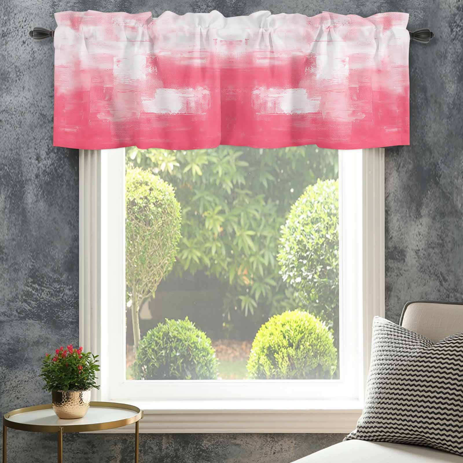 Valance for Windows,Watercolor Pink Gradient Valances Curtain Rod ...