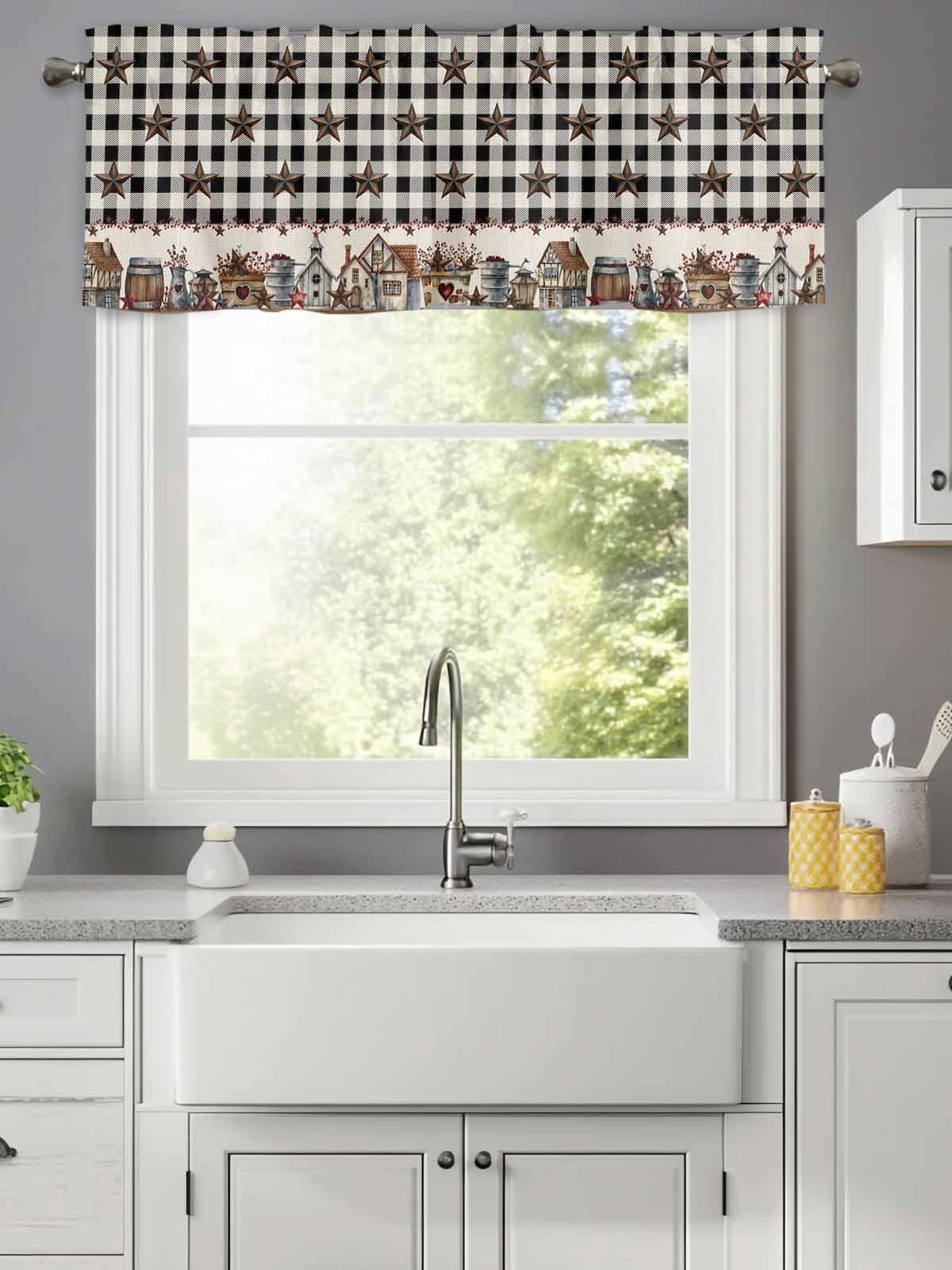 Valance for Windows,Western Star Buffalo Check Valances Curtain Rod ...