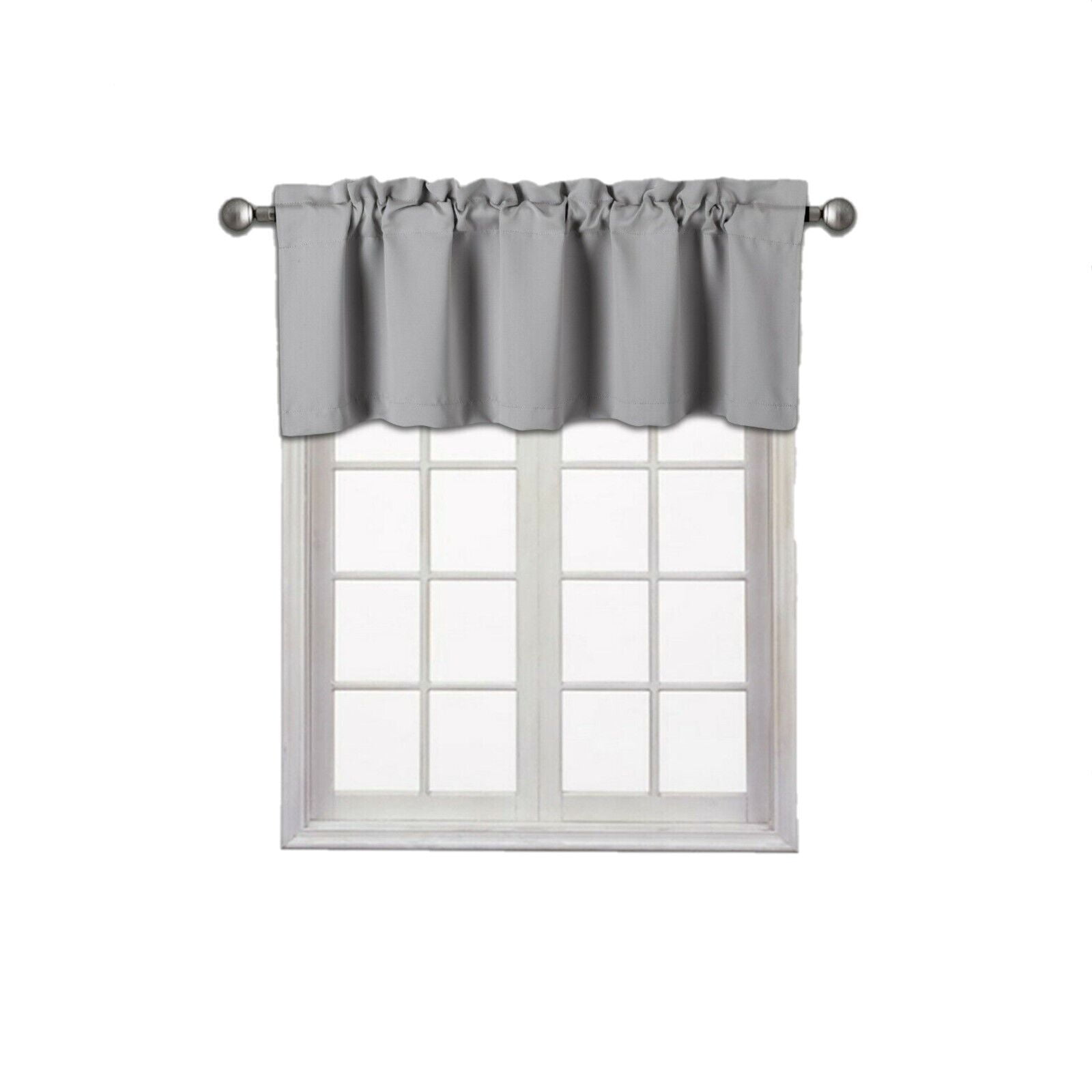 TVLO Silver Blackout Thermal Valance Curtain for Kitchen, Bathroom ...