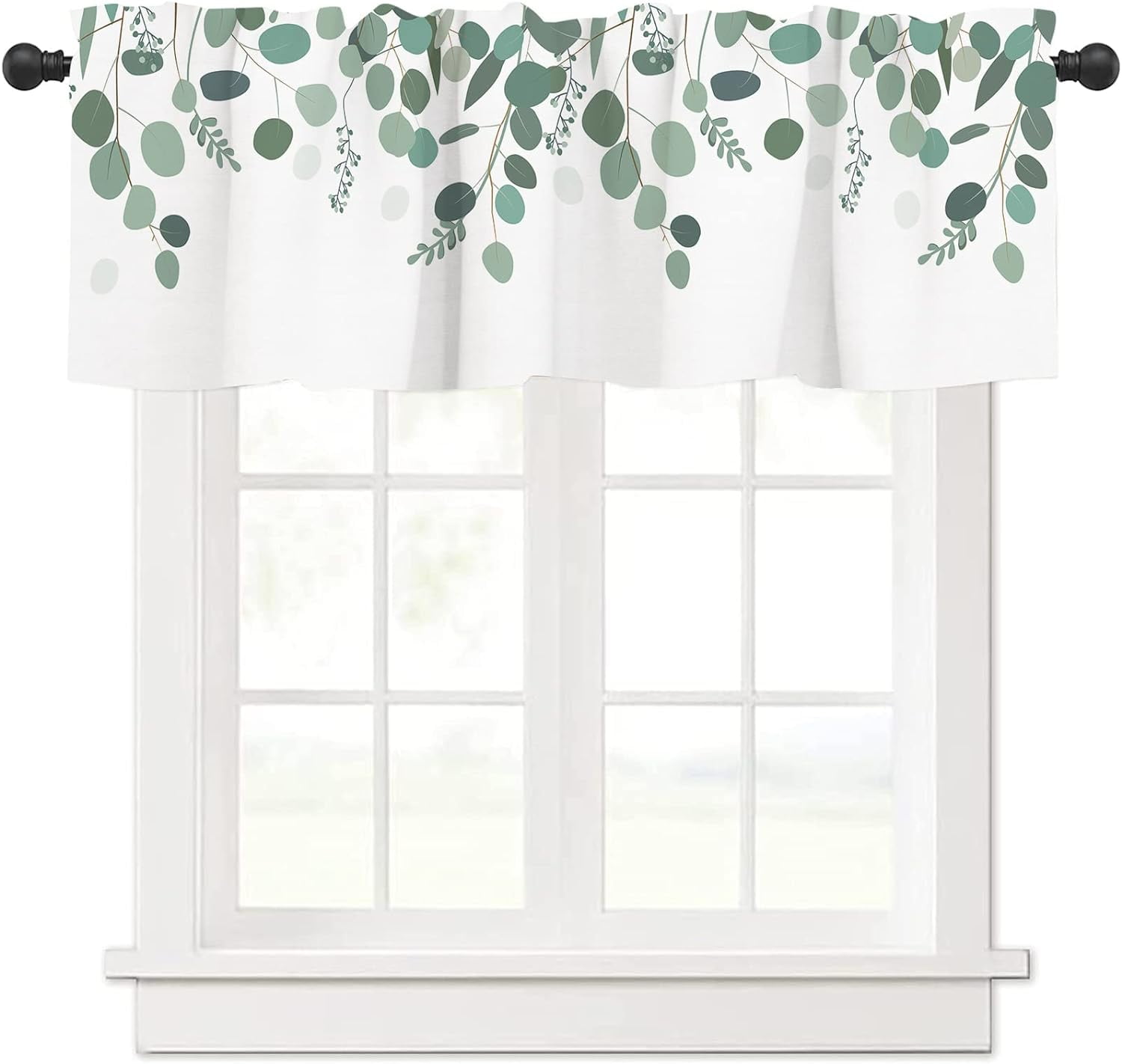 Valances Curtain Spring Eucalyptus Leaves Kitchen Valances Rod Pocket ...