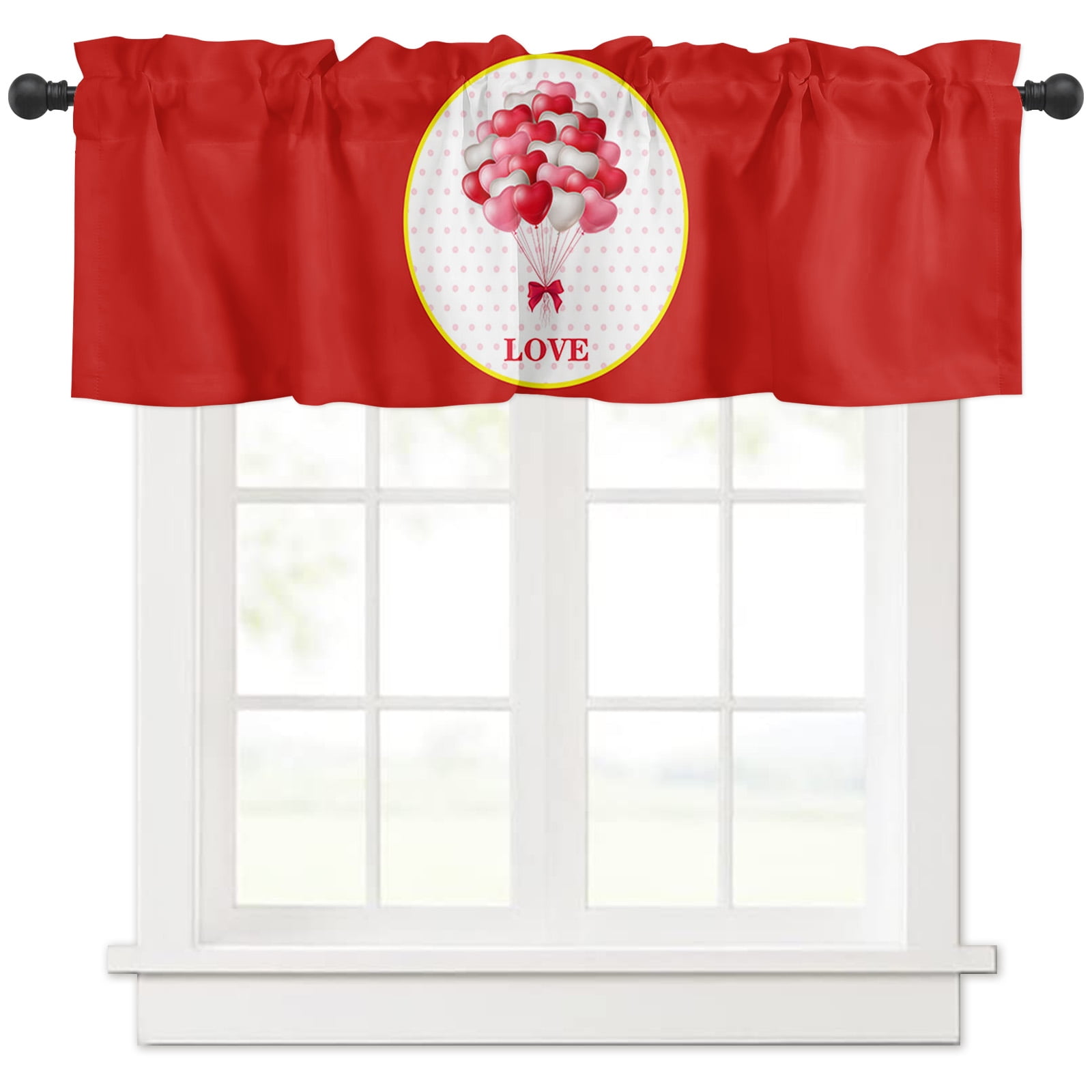 Valances for WIndow ValentIne's Day Love Balloon Red Heart Valance ...