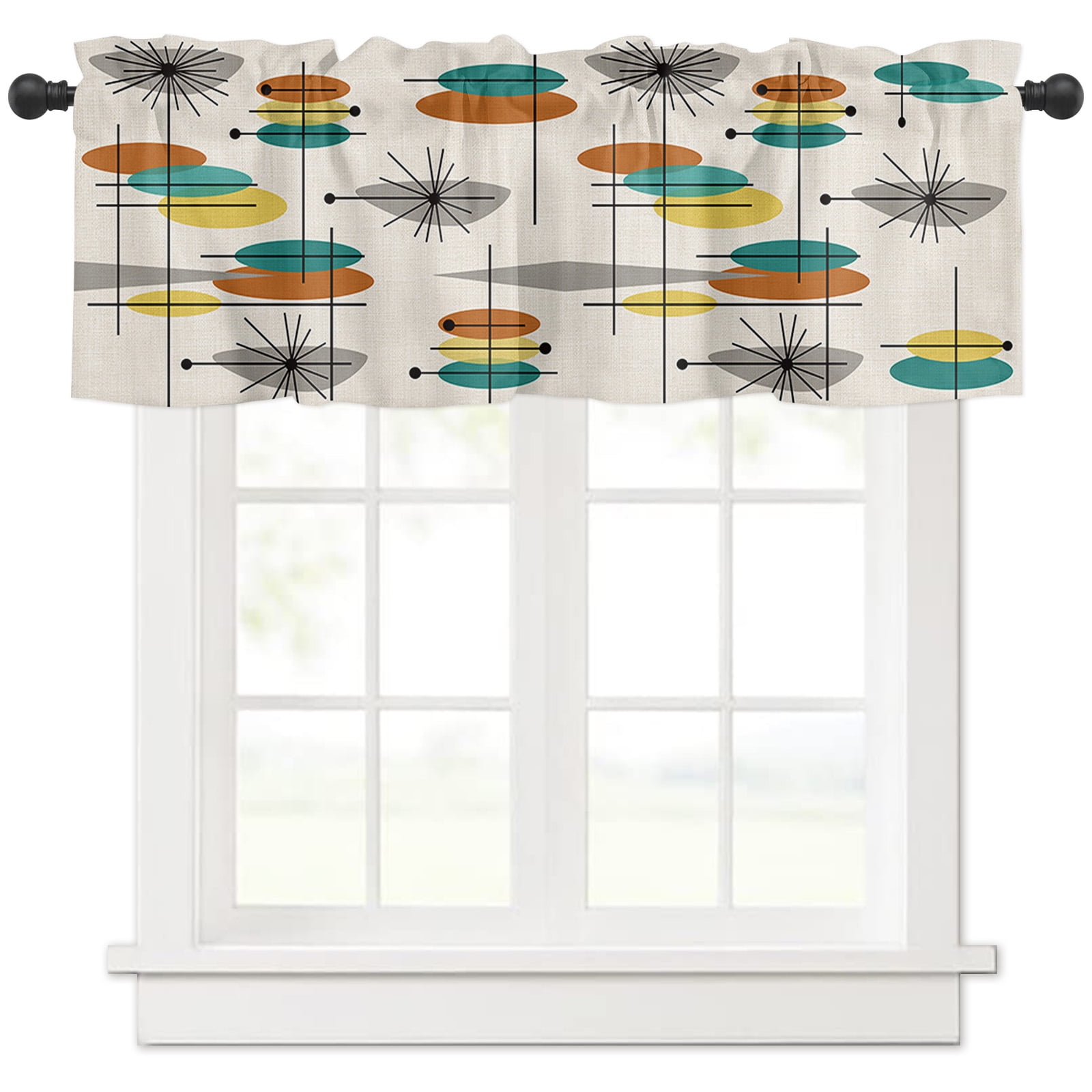 Valances for Window Mid-Century Geometric Abstract Green Yellow Orange ...
