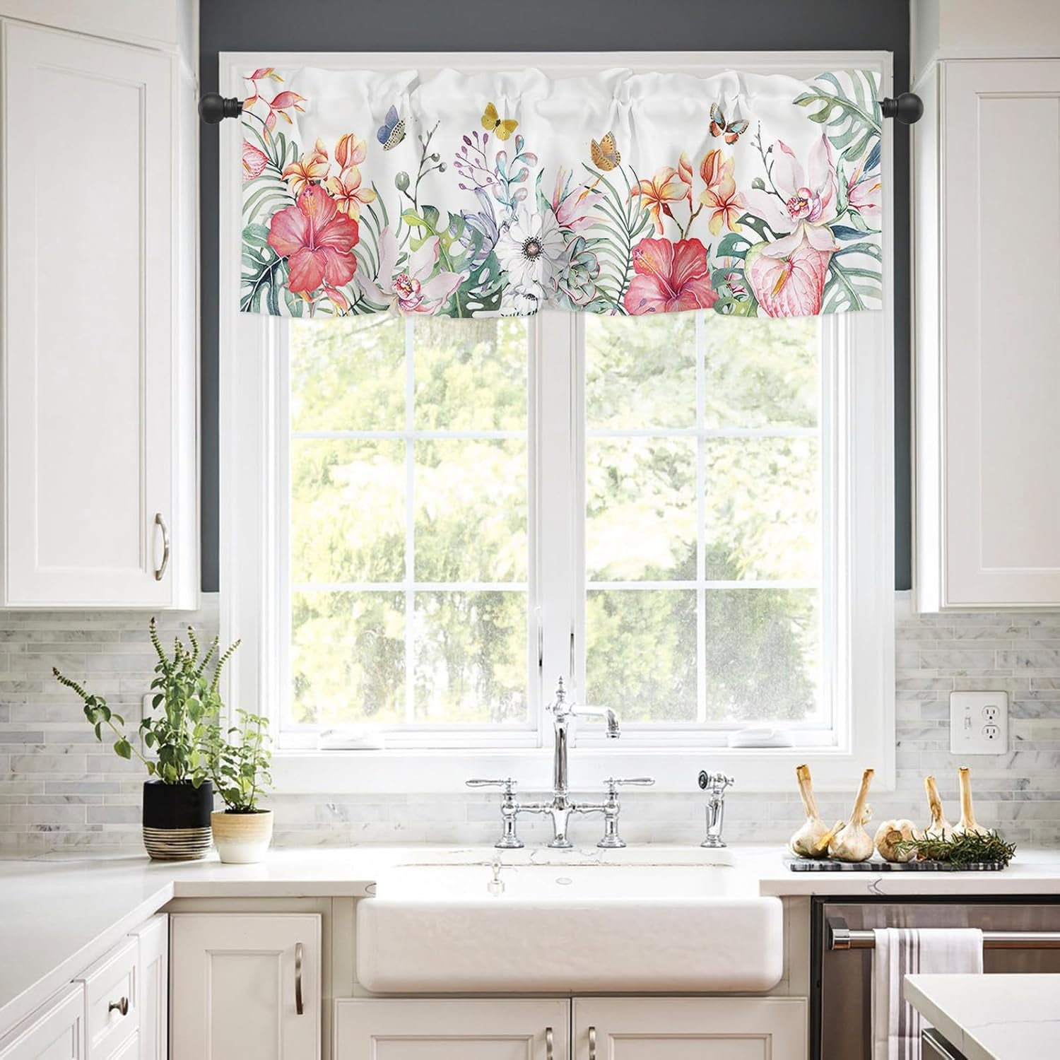Valances for Window - Semi Sheer Light Filtering Valance Pastoral Style ...