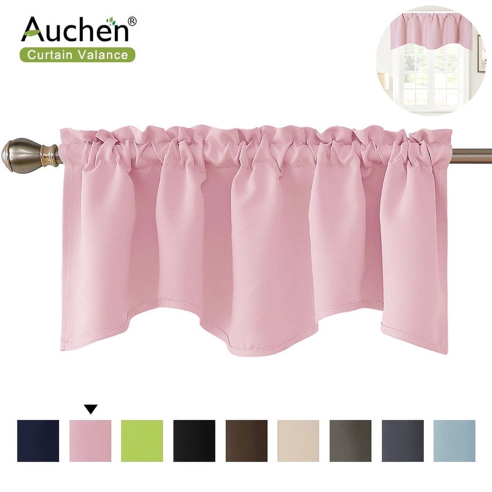 "AUCHEN Elegant Decorative Window Valance, Solid Color Short Curtain ...