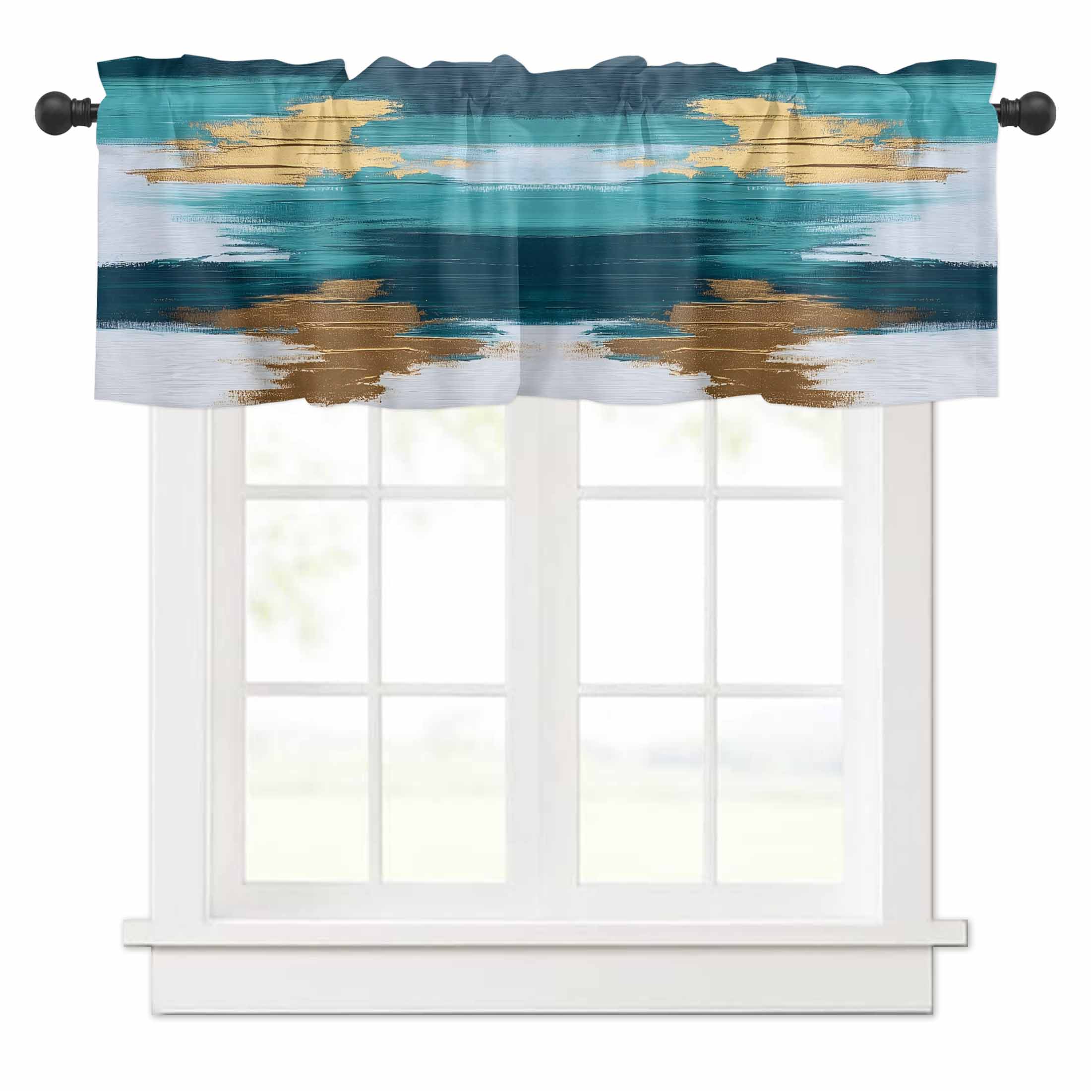 Valances for Windows Abstract Art Window Valances Rod Pocket Blue Green ...