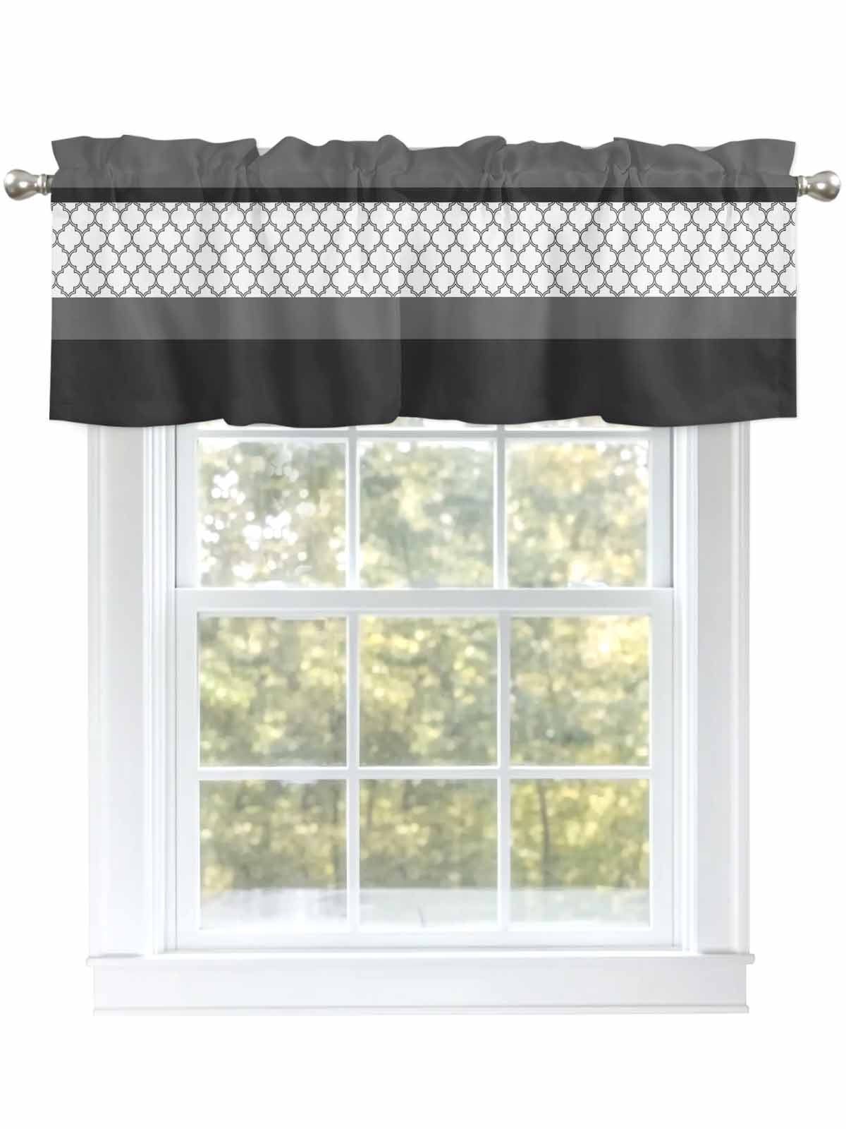 Valances for Windows Abstract Black Grey Stripes Moroccan Geometric ...