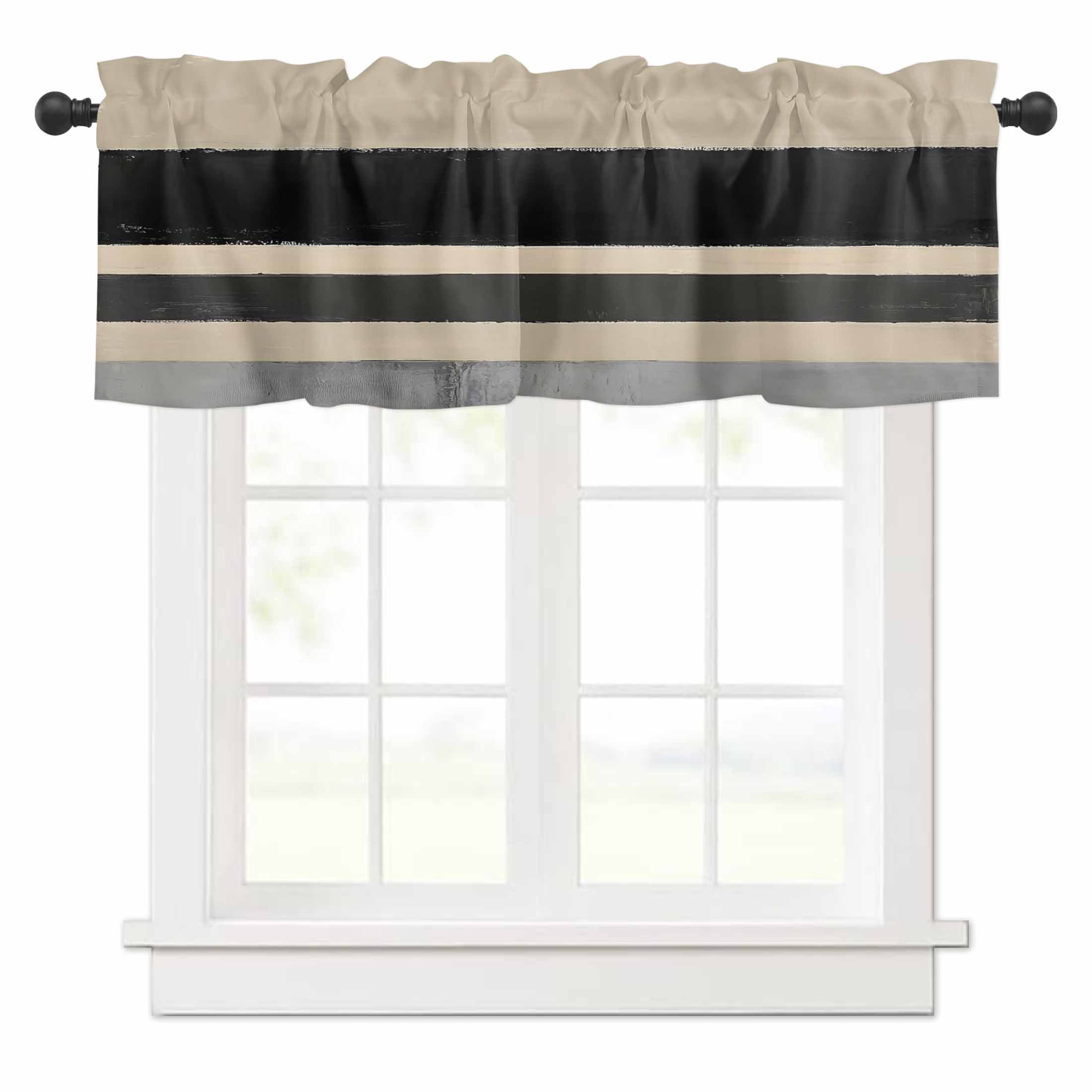 Valances for Windows Abstract Black Stripes Brown Window Valances Rod ...