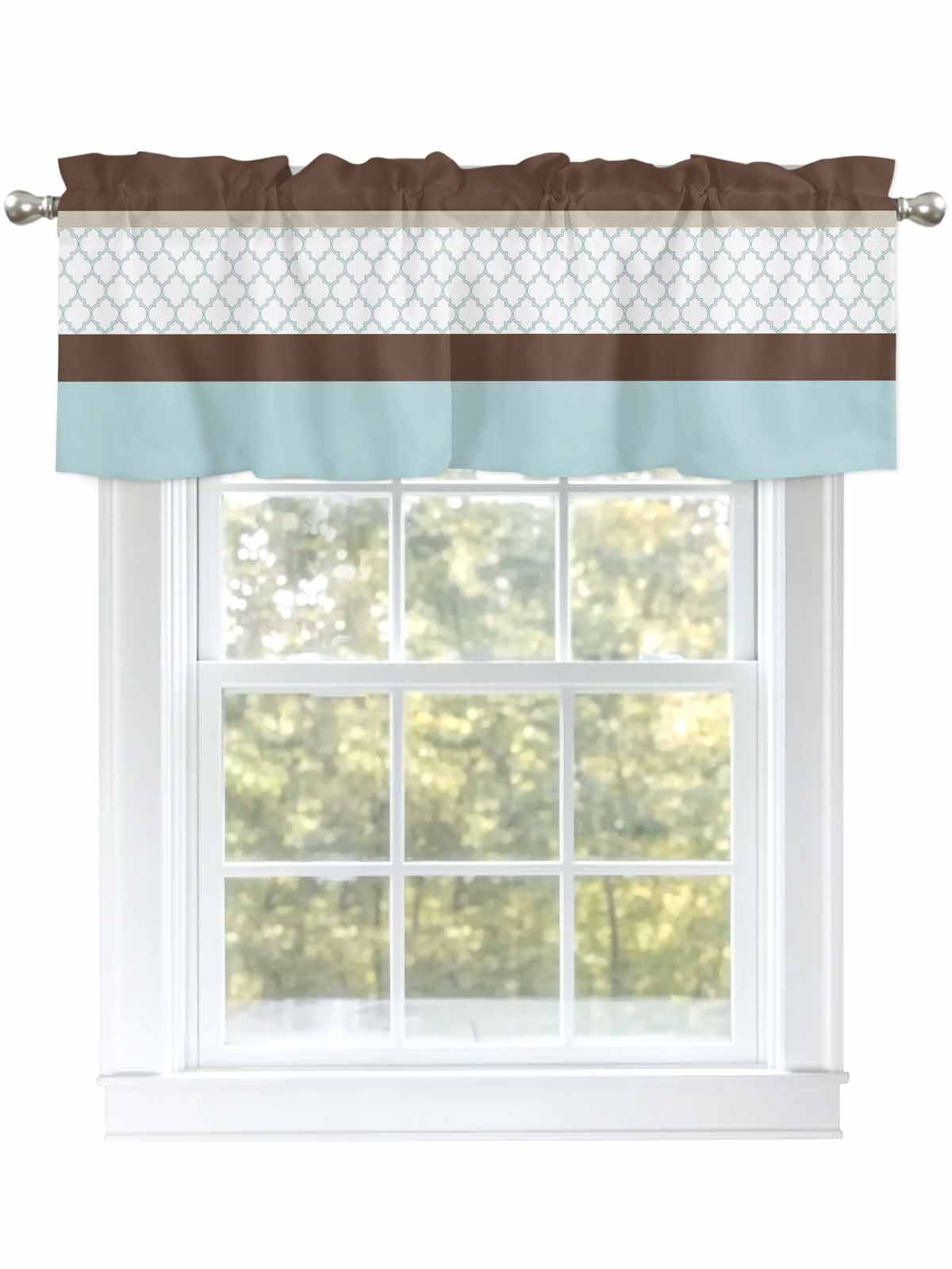 Valances for Windows Abstract Blue Brown Stripes Moroccan Geometric ...