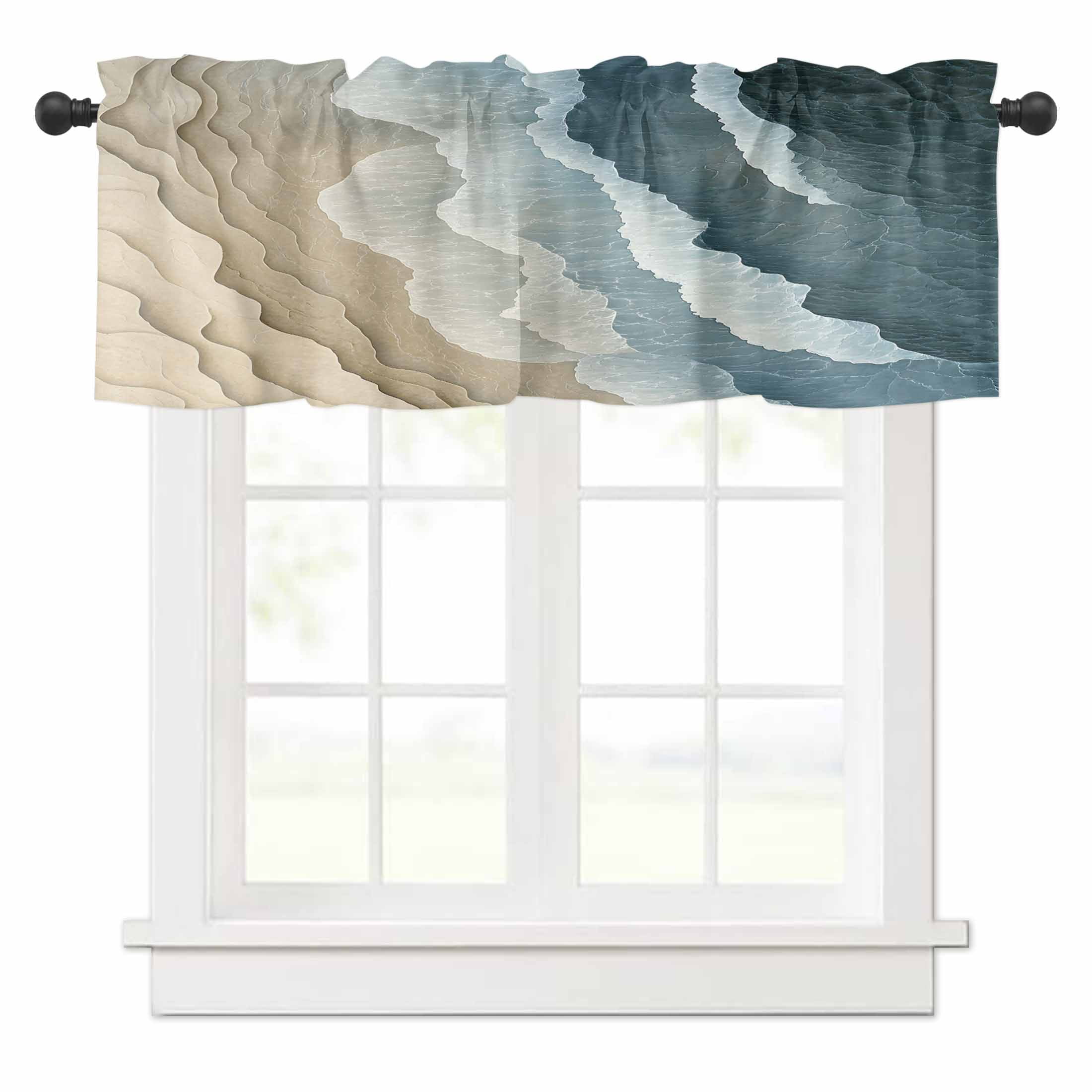 Valances for Windows Abstract Blue Wave Beach Window Valances Rod ...