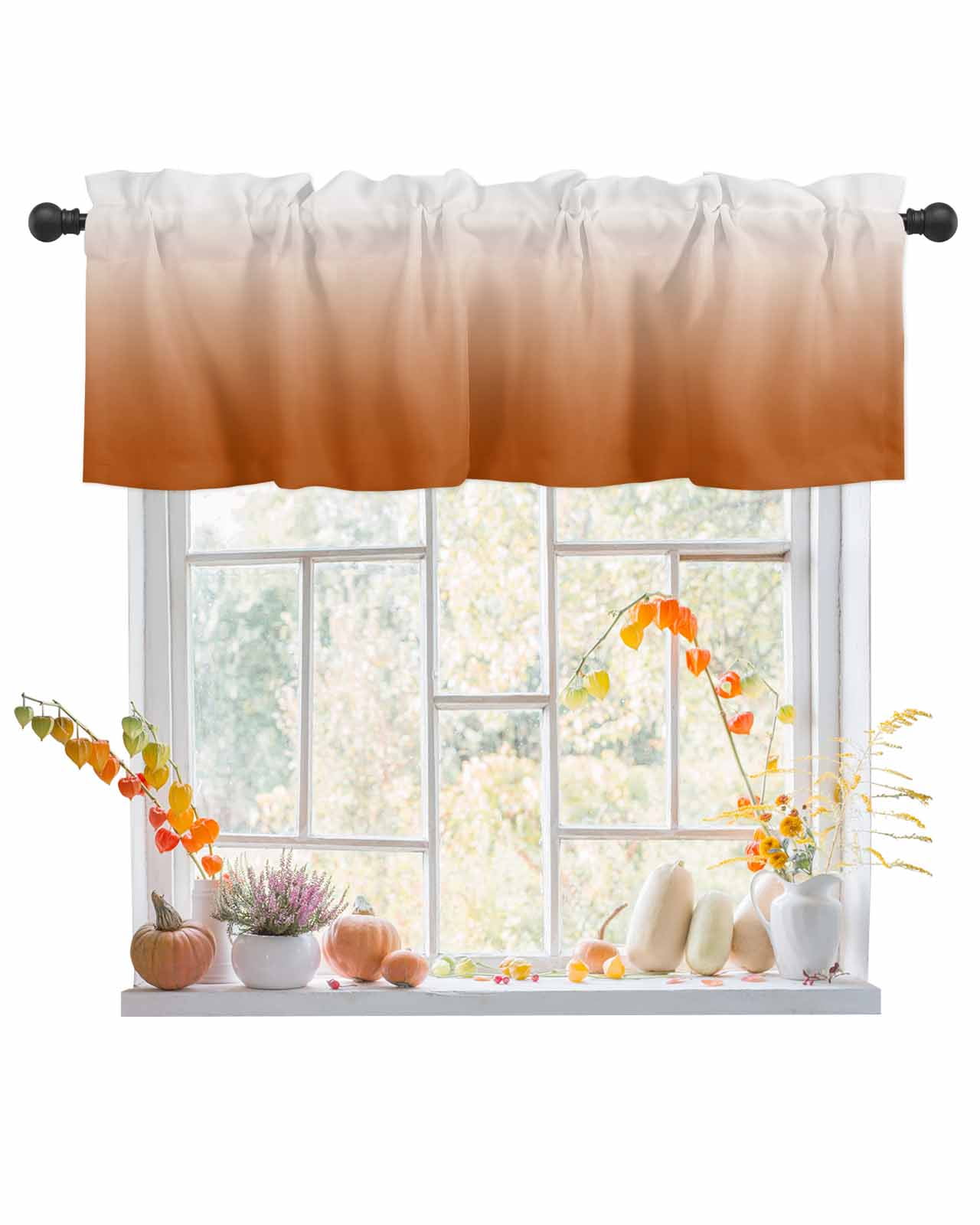 Valances for Windows, Abstract Ombre Orange White Texture Rod Pocket ...