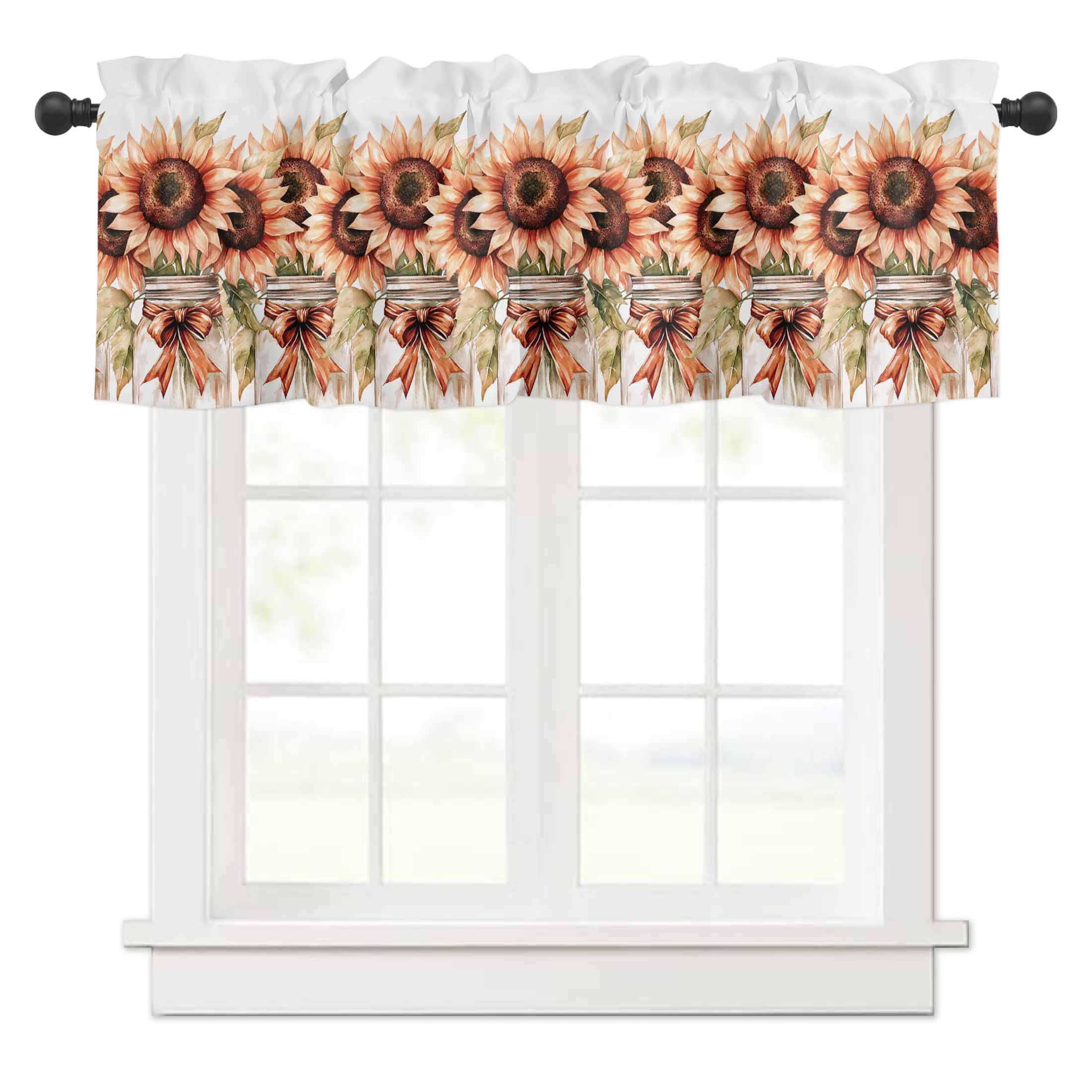 Valances for Windows Abstract Red Sunflower Window Valances Rod Pocket ...