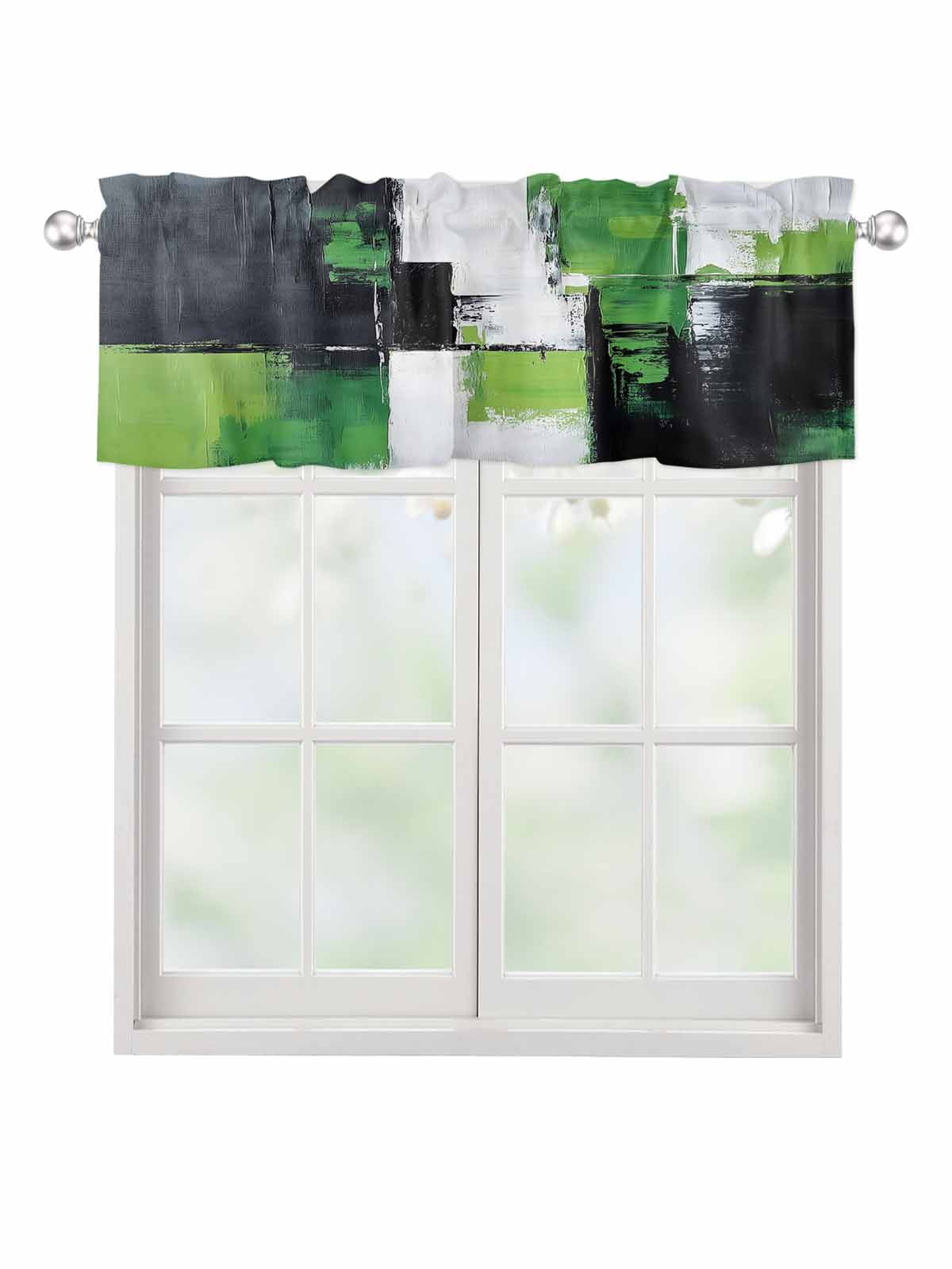 Valances for Windows Abstract Street Art Leaf Rod Pocket Cafe Window ...