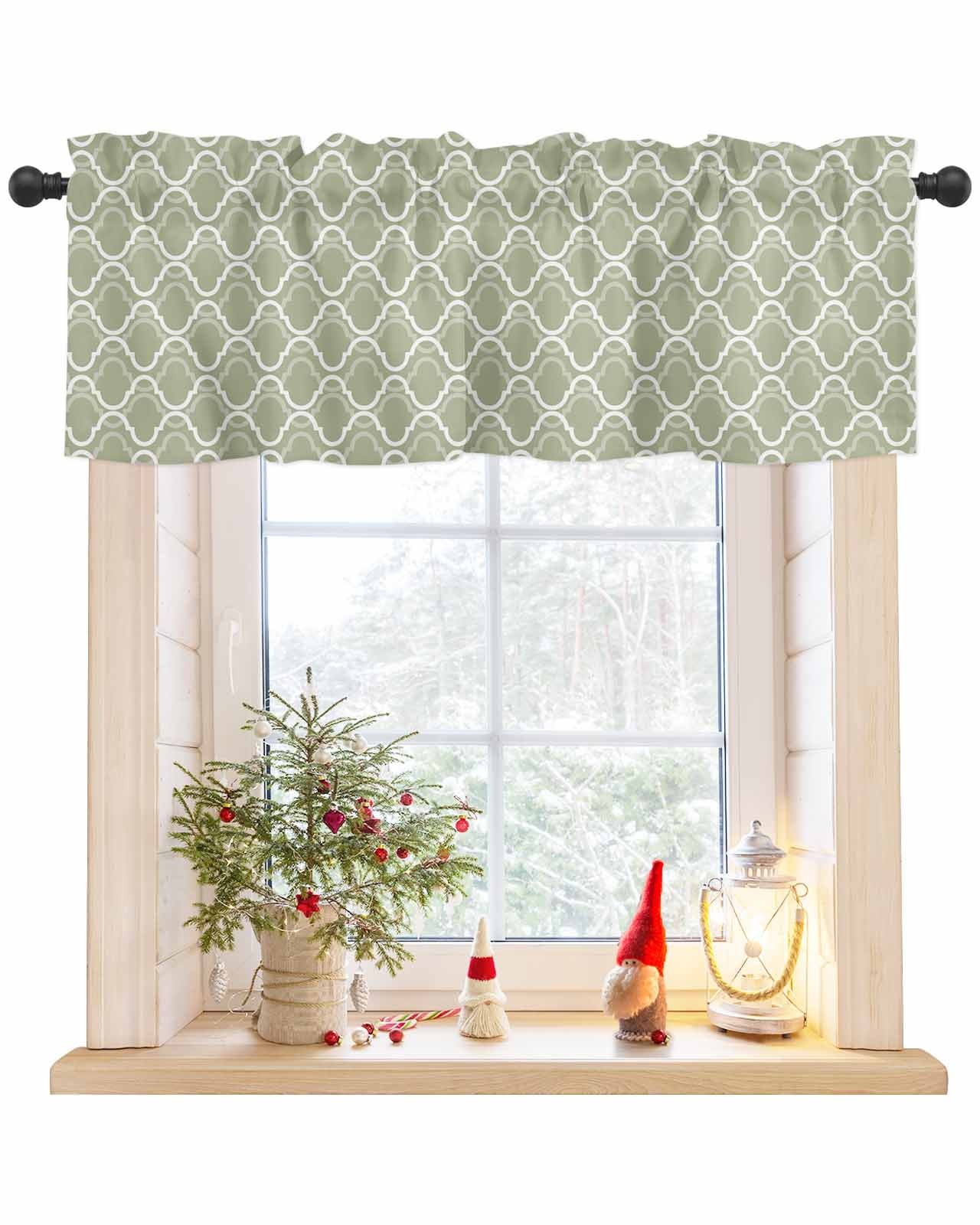 Valances for Windows, Abstract Vintage Moroccan Floral Sage Green Art ...