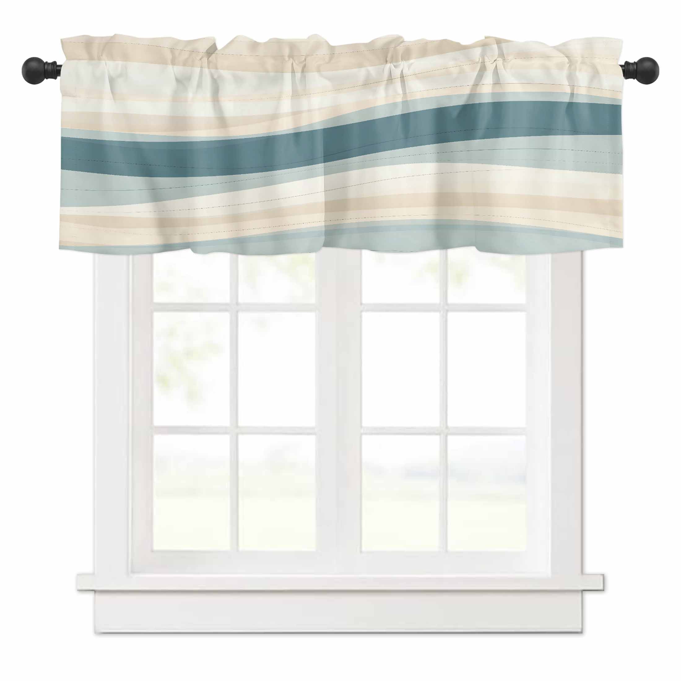 Valances for Windows Abstract Wave Effect Watercolor Blue Stripe ...