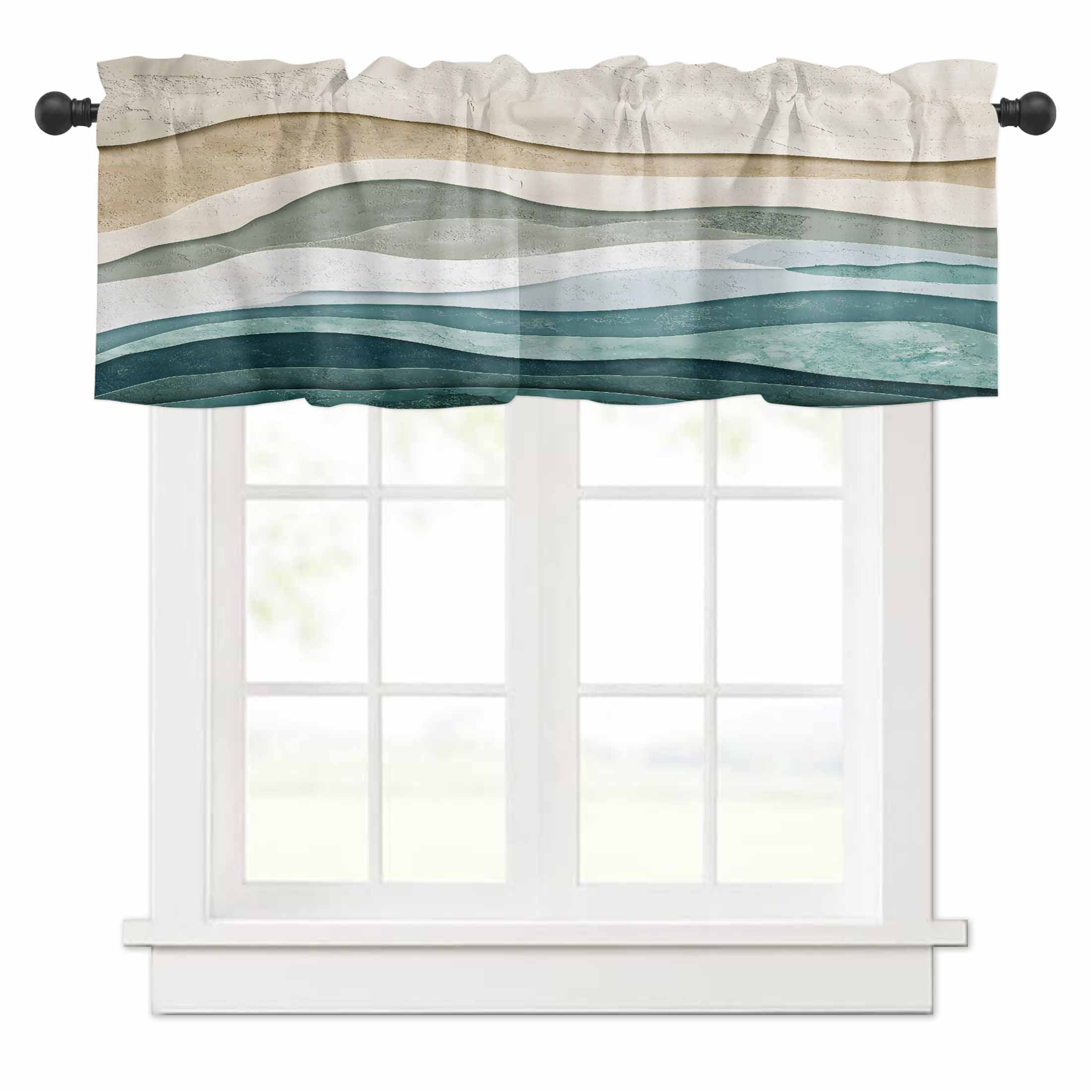 Valances for Windows Abstract Wave Effect Watercolor Blue Stripes ...