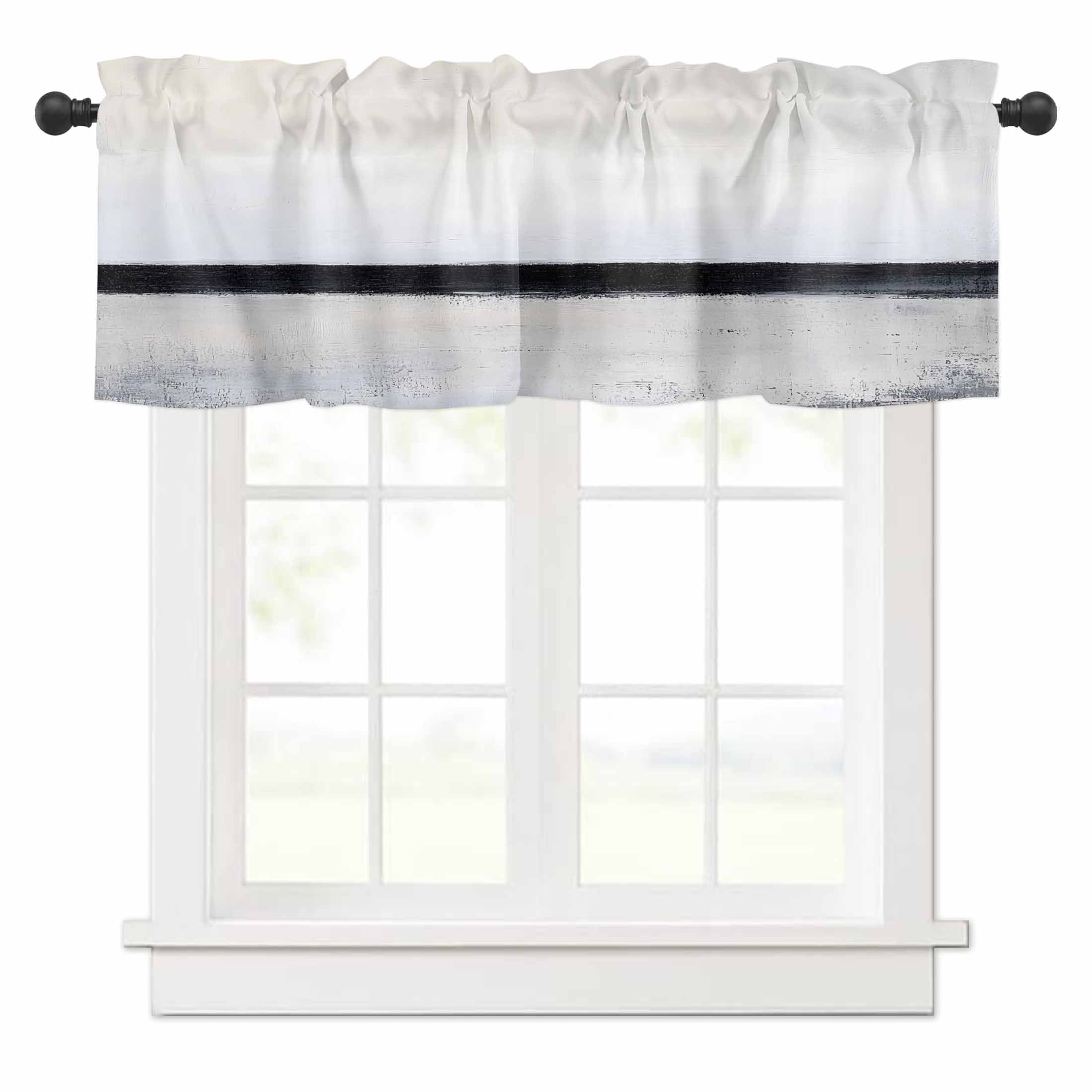 Valances for Windows Abstract White Gray Black Stripe Window Valances ...