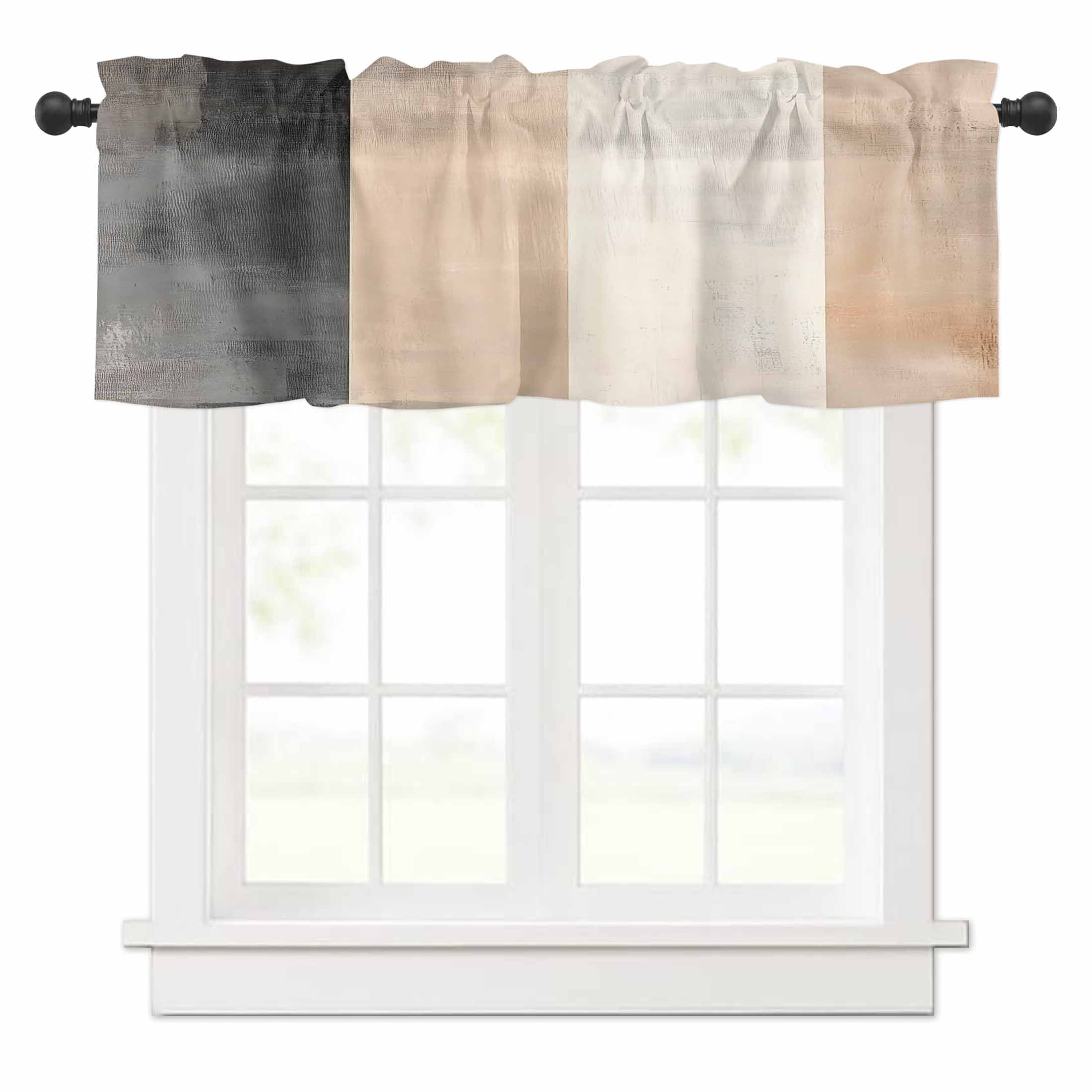 Valances for Windows Abstract off White Gray Window Valances Rod Pocket ...